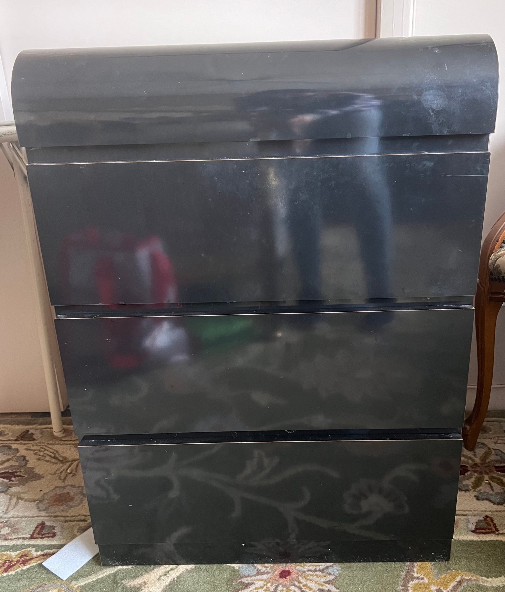 90s Black Lacquer Night Stand #17850 | Auctionninja.com