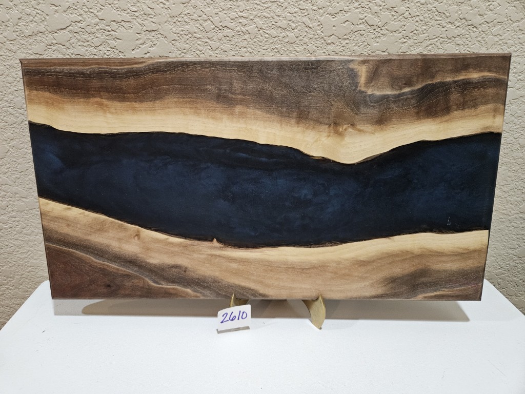 Distinctive Multi-wood Cutting Board With A Deep Blue Resin Inlay #2610 ...