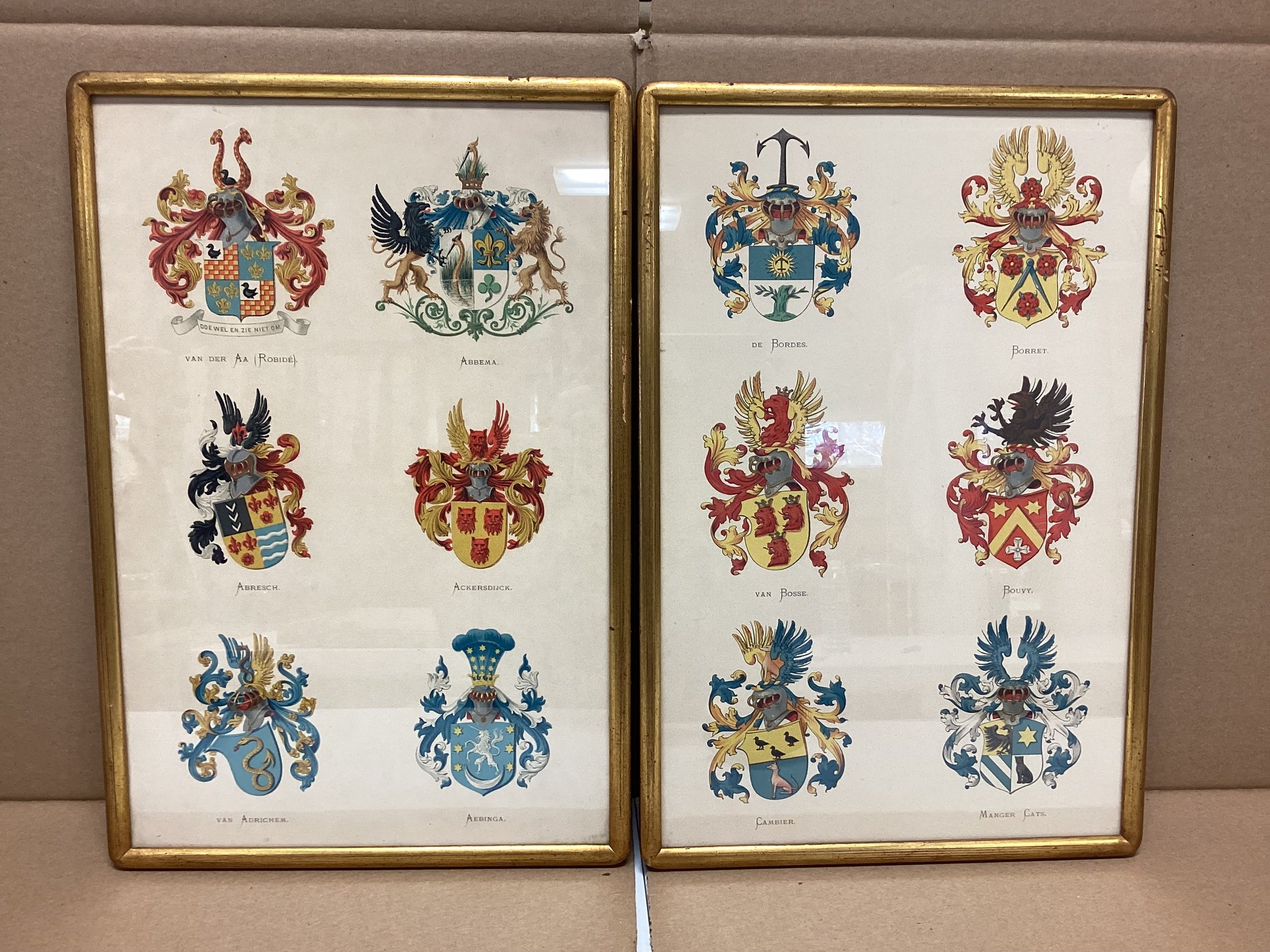 Pair Framed Dutch Family Crests #4254 | Auctionninja.com