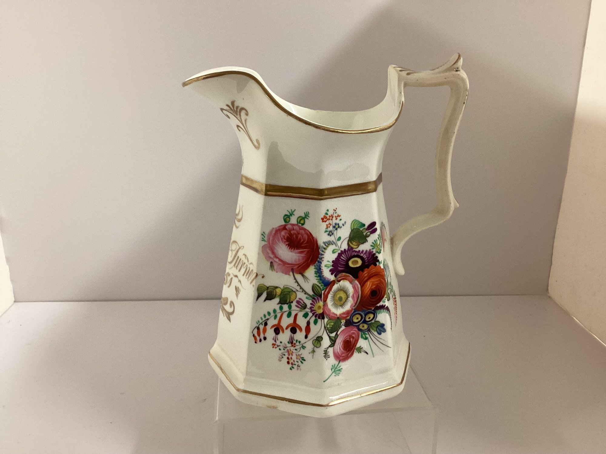 English Floral Painted Memorial Jug THOMAS TURNER 1851 #4431 ...