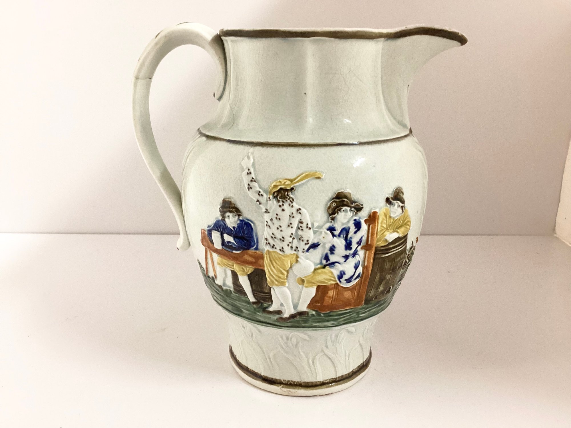 English Pearlware Polychrome Decorated Tavern Scene Pitcher #4456 ...