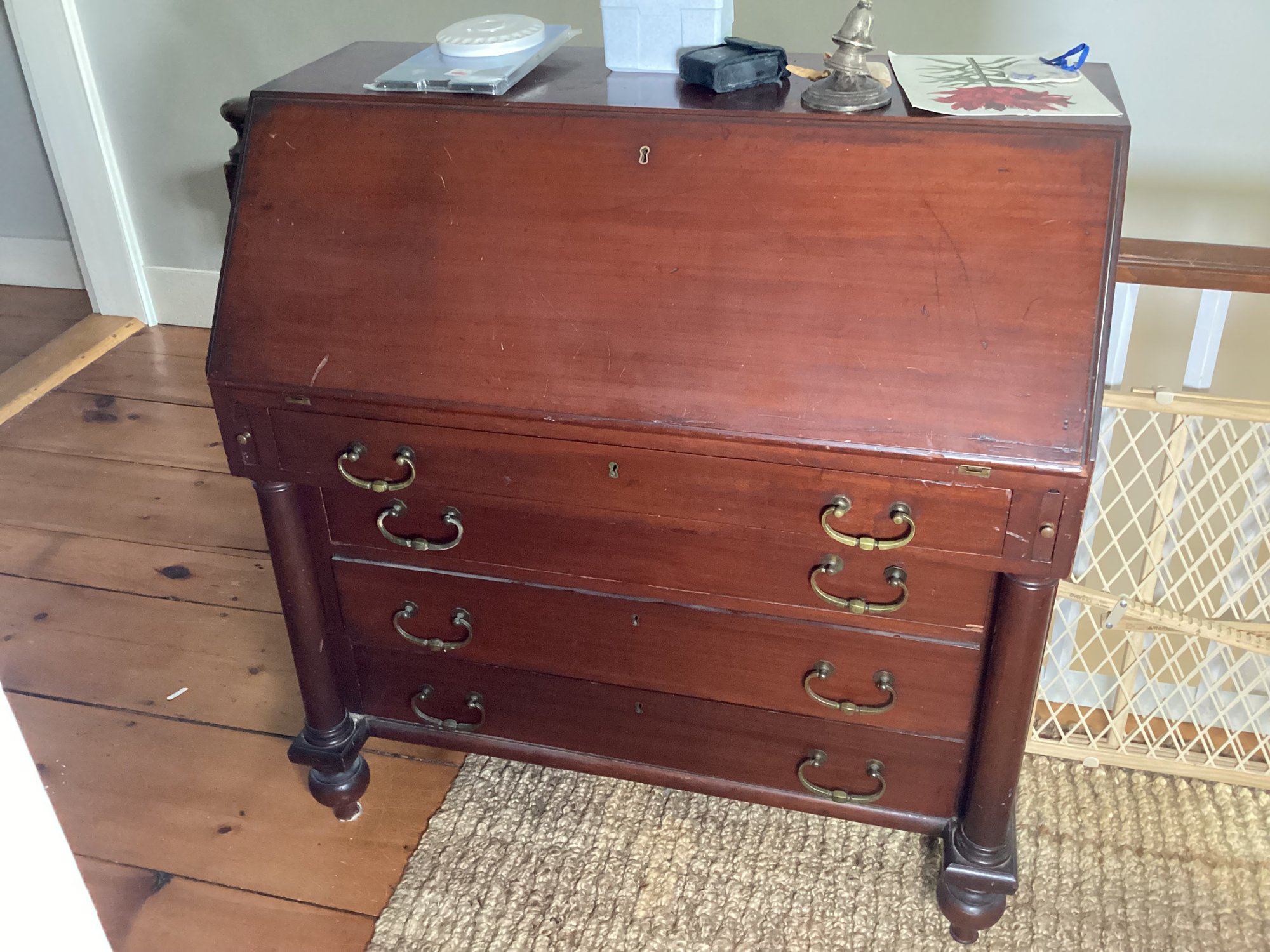 Circa 1900 Mahogany Fall Front Desk #3346 | Auctionninja.com