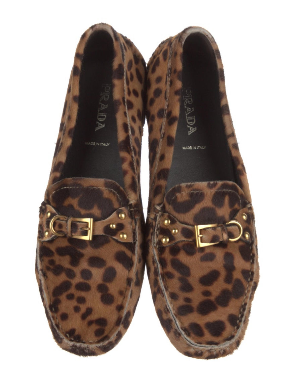 Ladies Prada Leopard Animal Print Loafers #2499 | Auctionninja.com