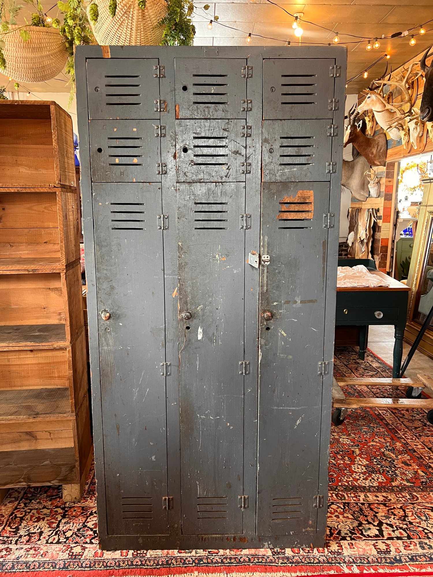 Antique Wooden Set Of 1940s Lockers #1821 | Auctionninja.com