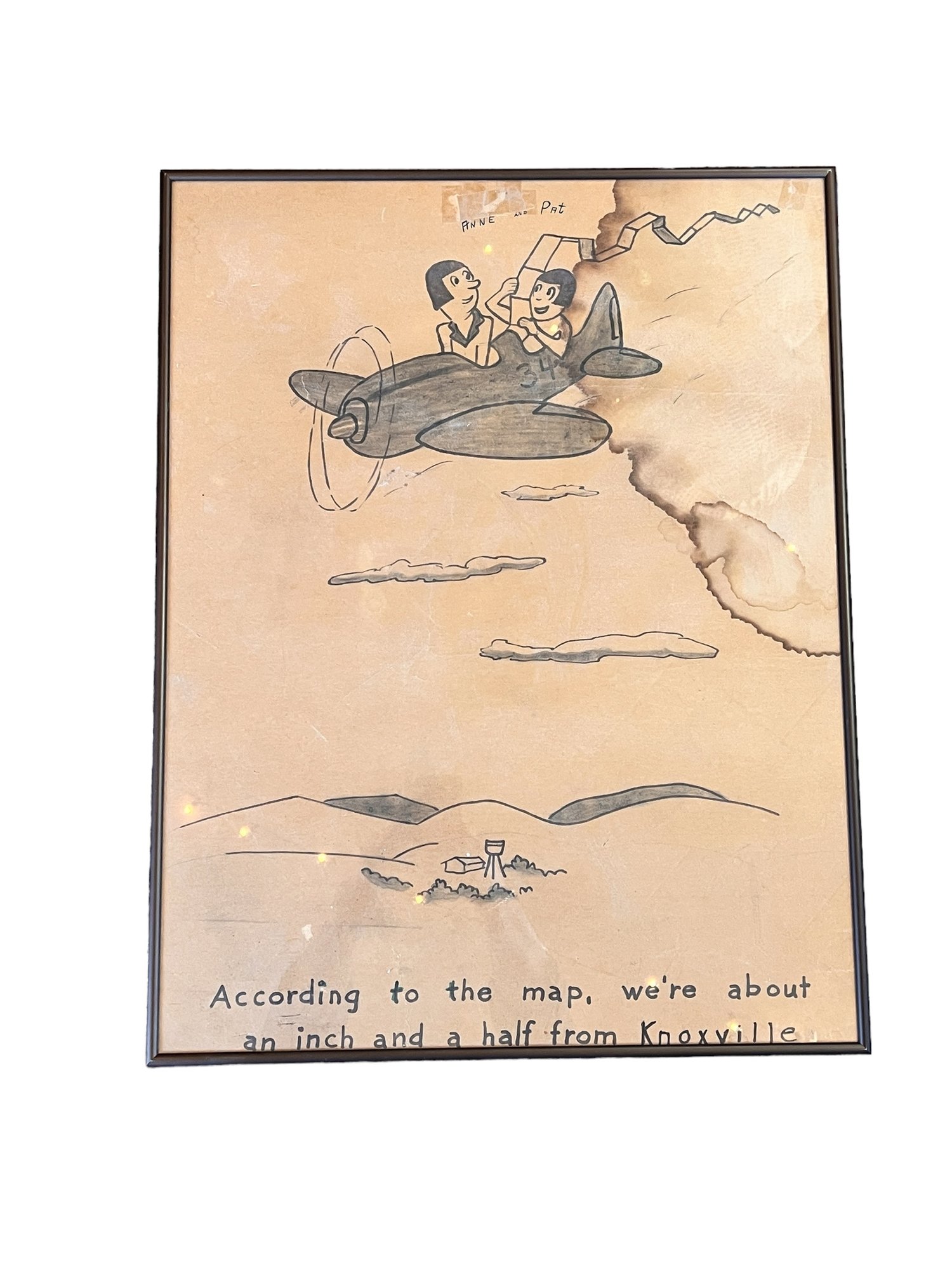 Original Drawing Of Anne Baddour & Co-pilot Pat #1773 | Auctionninja.com