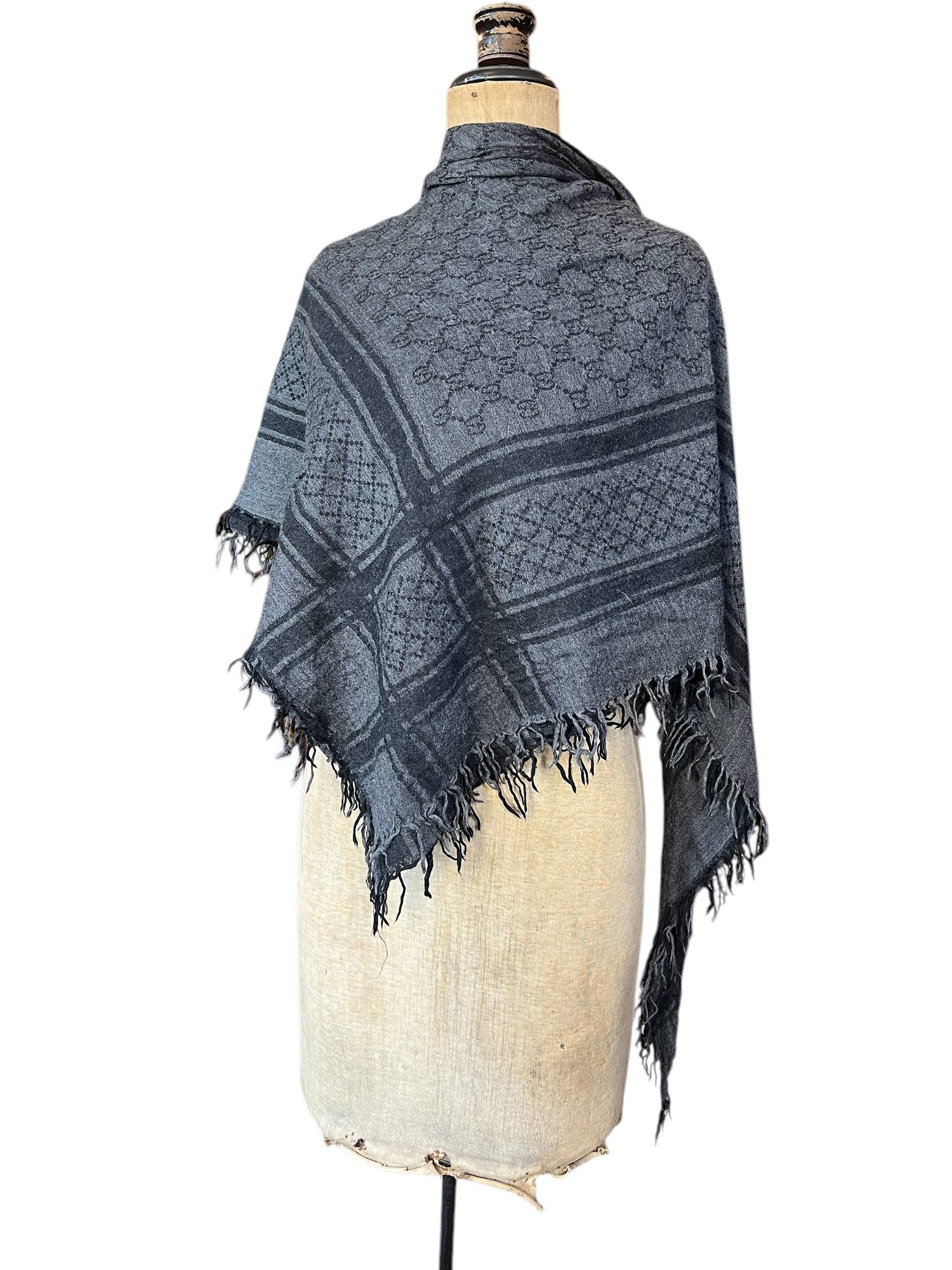 Gucci Monogram Silk And Wool Scarf #2296 | Auctionninja.com