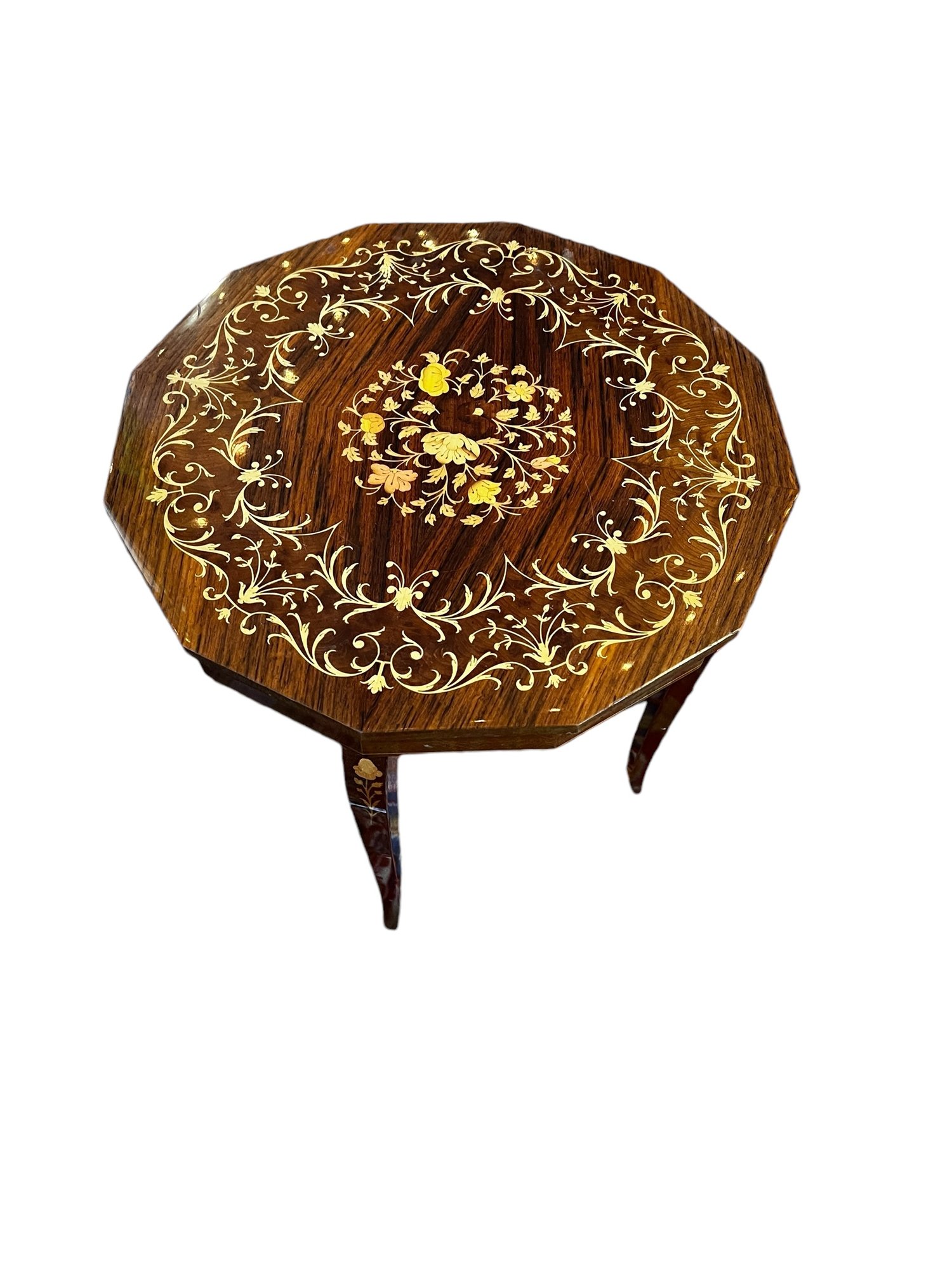 Vintage Inlayed Italian Music Box Table #2092 | Auctionninja.com