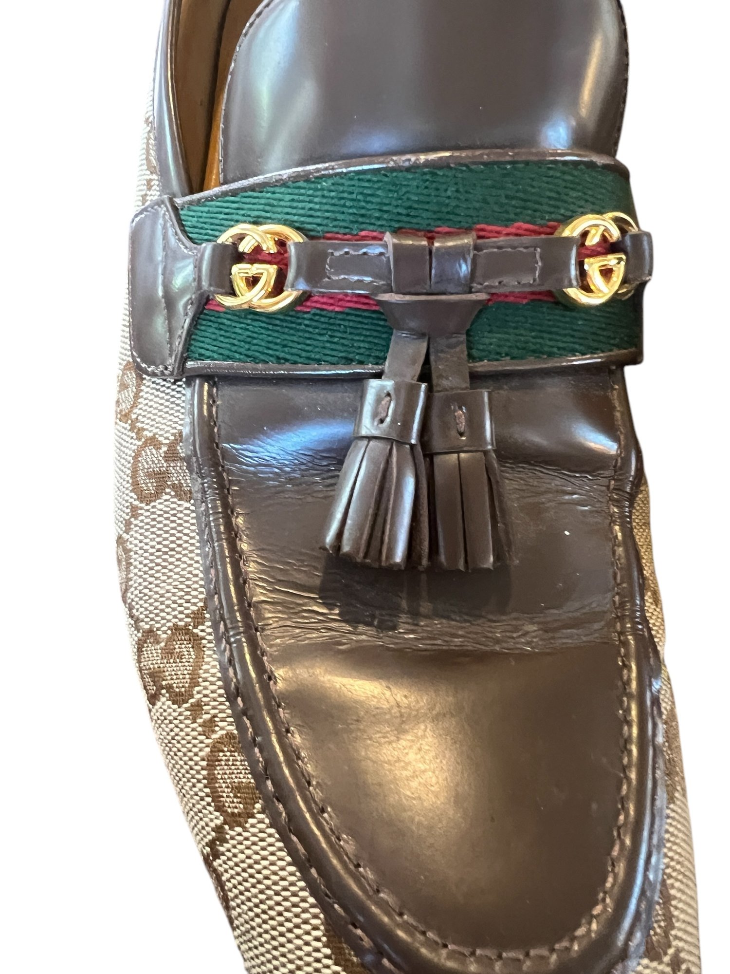 Gucci Monogram Ladies Healed Loafers #2462 | Auctionninja.com
