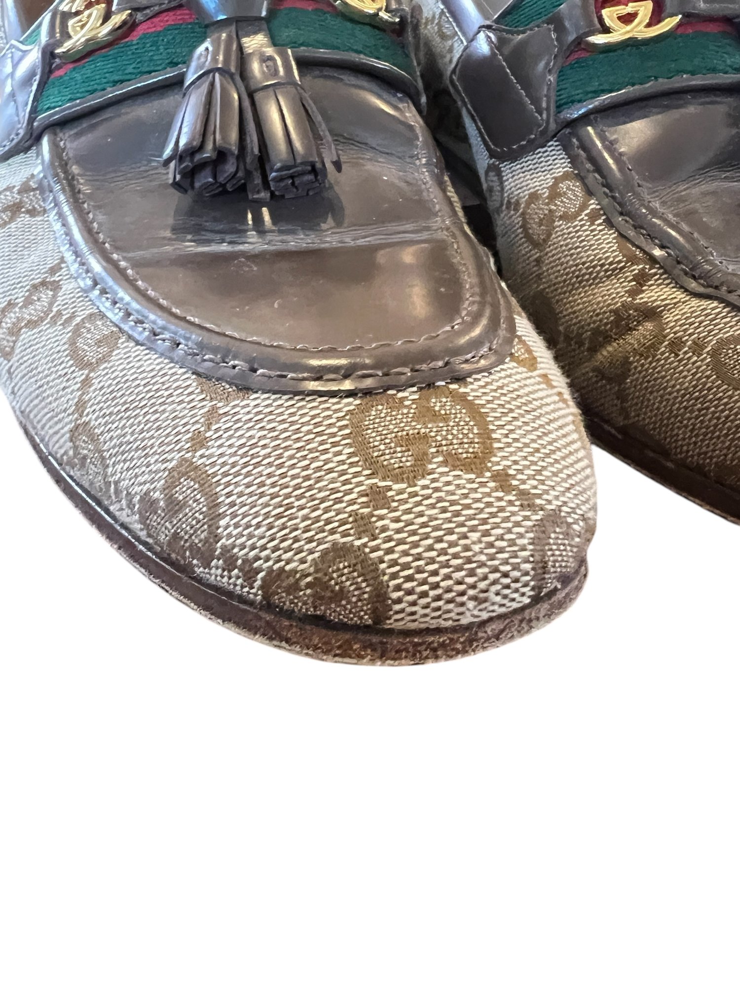 Gucci Monogram Ladies Healed Loafers #2462 | Auctionninja.com