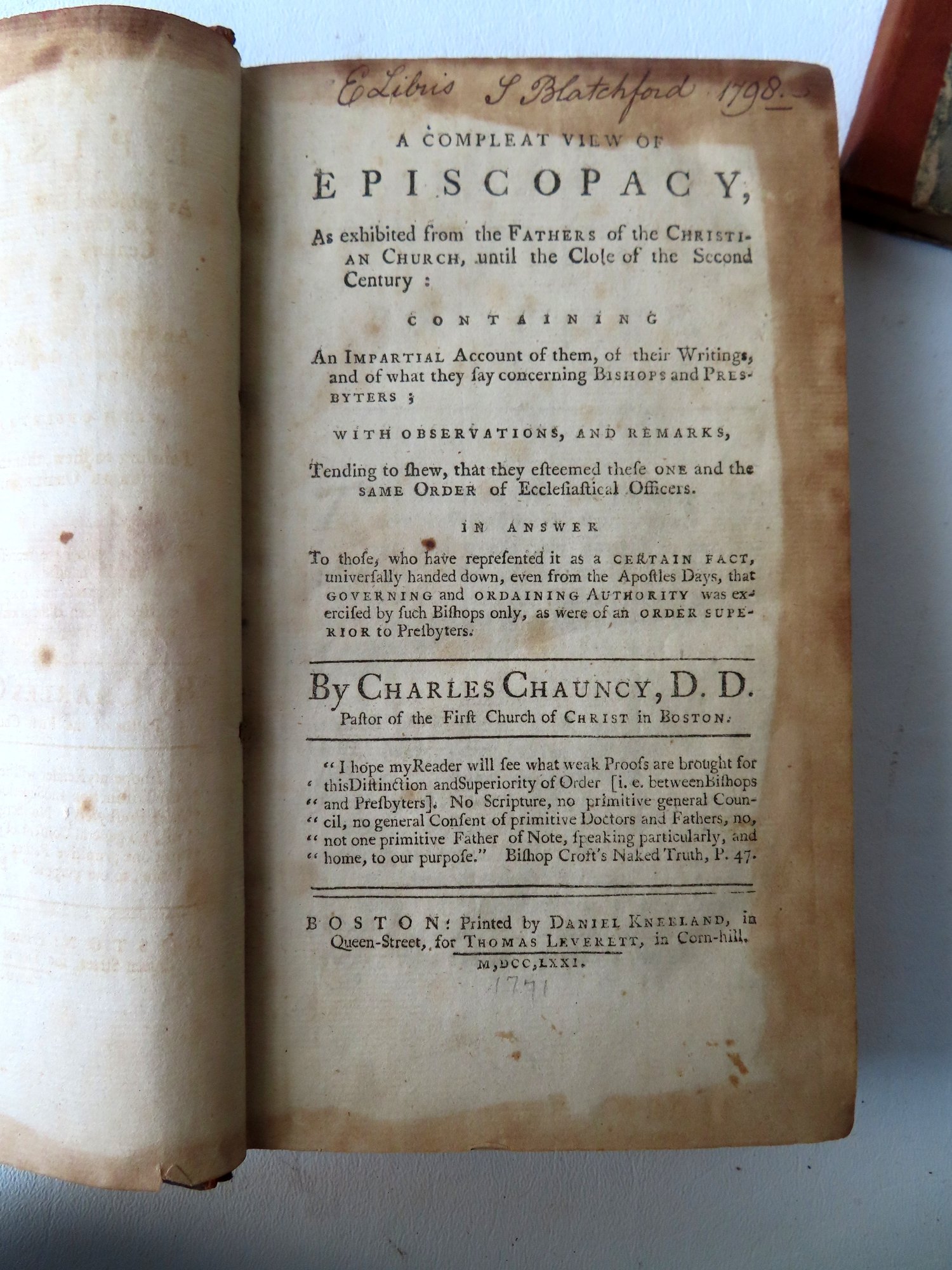 Two Early Religious Books Including: "A Compleat View Of Episcopacy" By ...