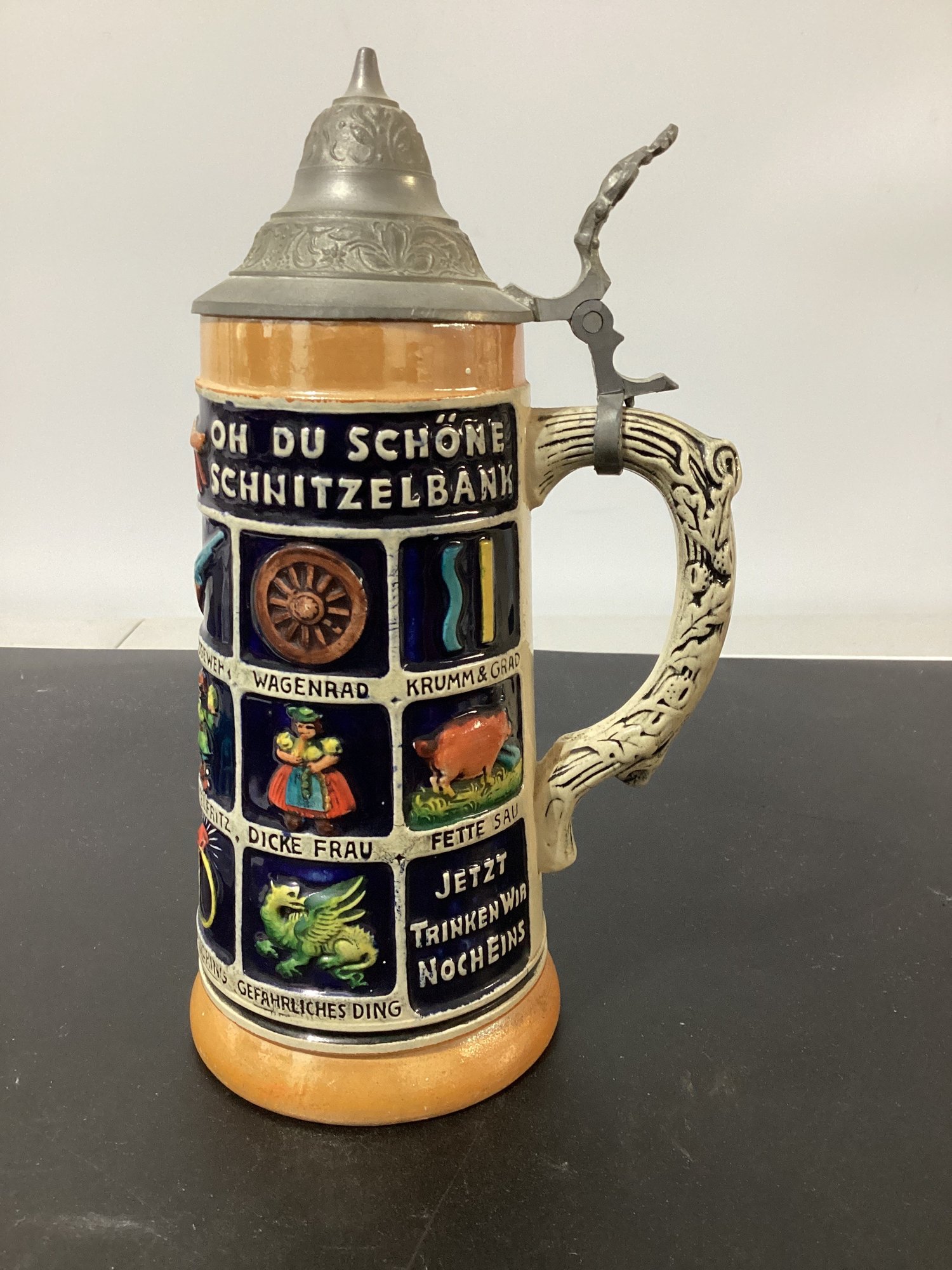 Vintage 1956 American Bravo Co German Beer Stein Musterschutz Lidded ...