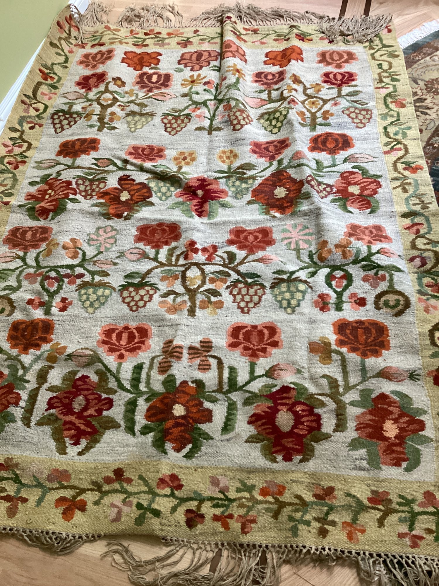 Hand Mad Rug With Fringes - Beautiful #9384 | Auctionninja.com