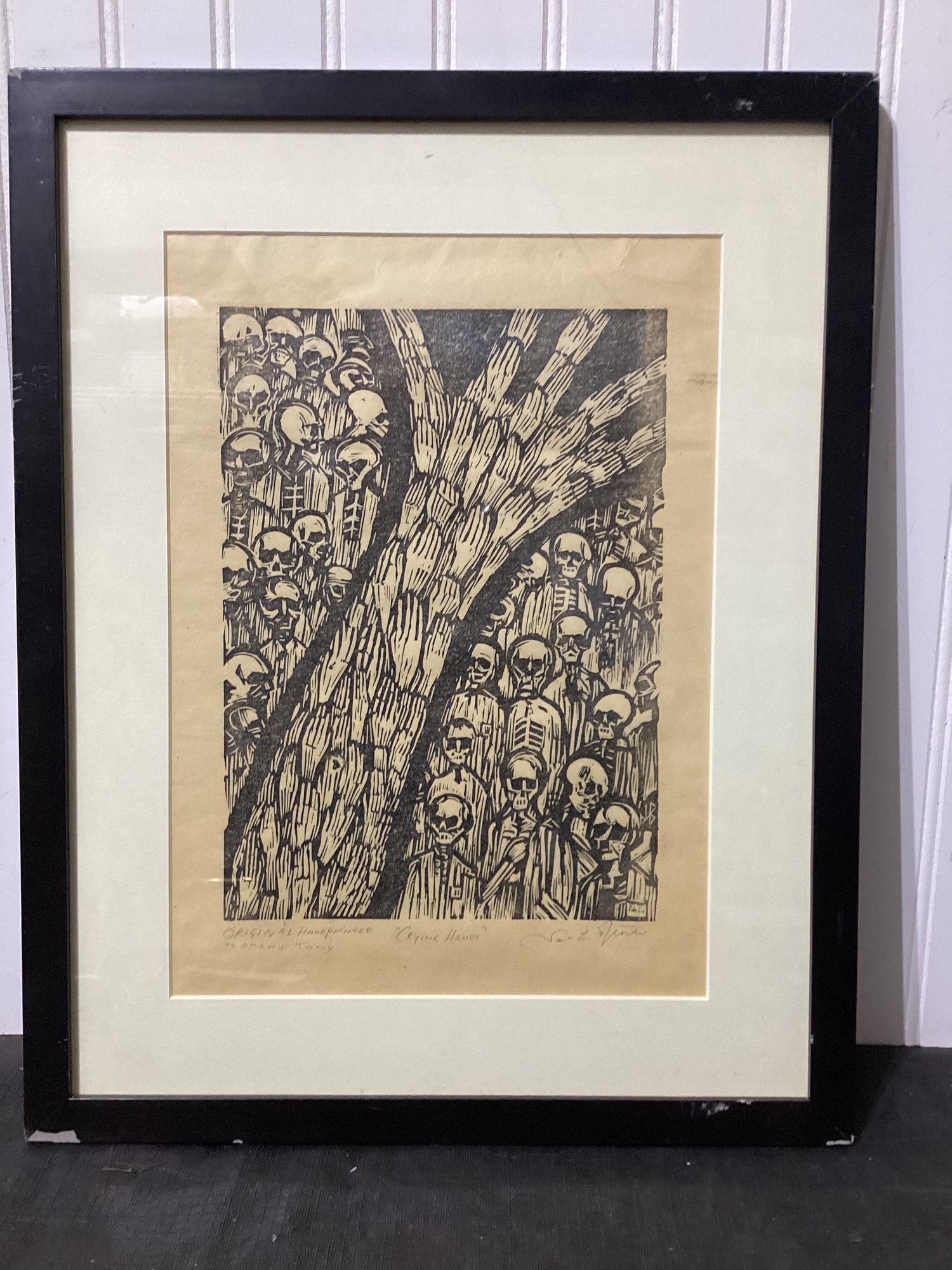 Signed David Ludwig Block Print Titled Crying Hands #11758 ...
