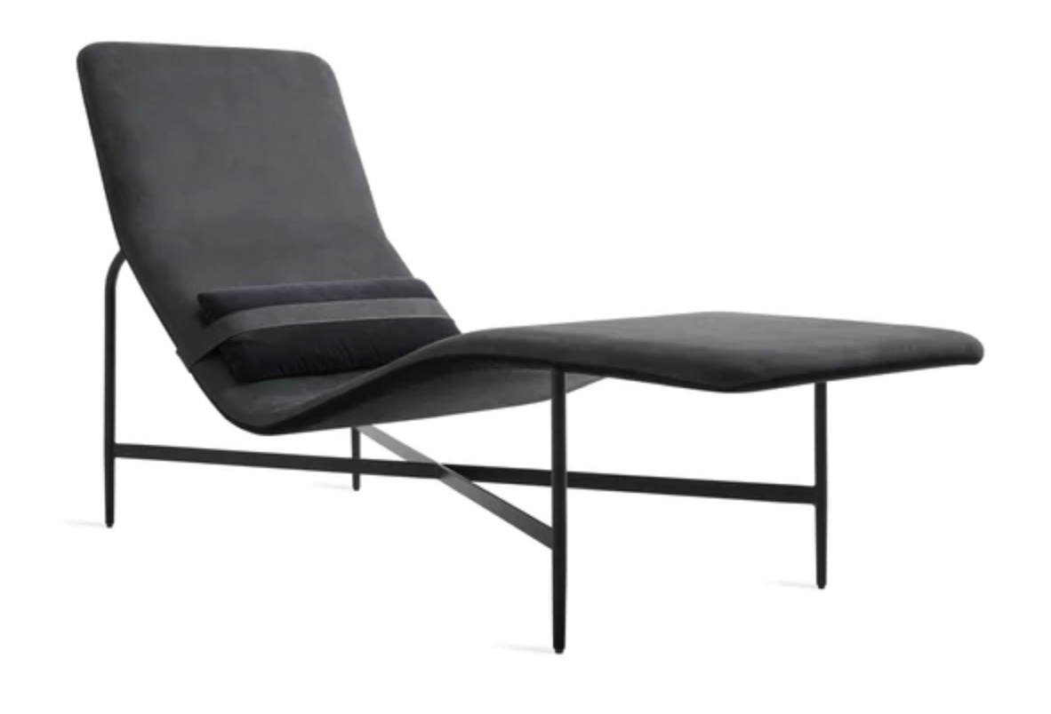 Blu Dot Deep Thoughts Leather Chaise Lounge Chair -dark Grey - Bought ...