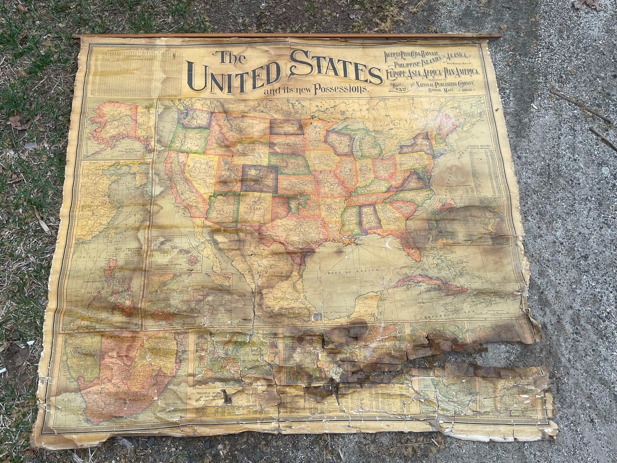 Antique 1900 Classroom Map "The United States And Its Possessions ...