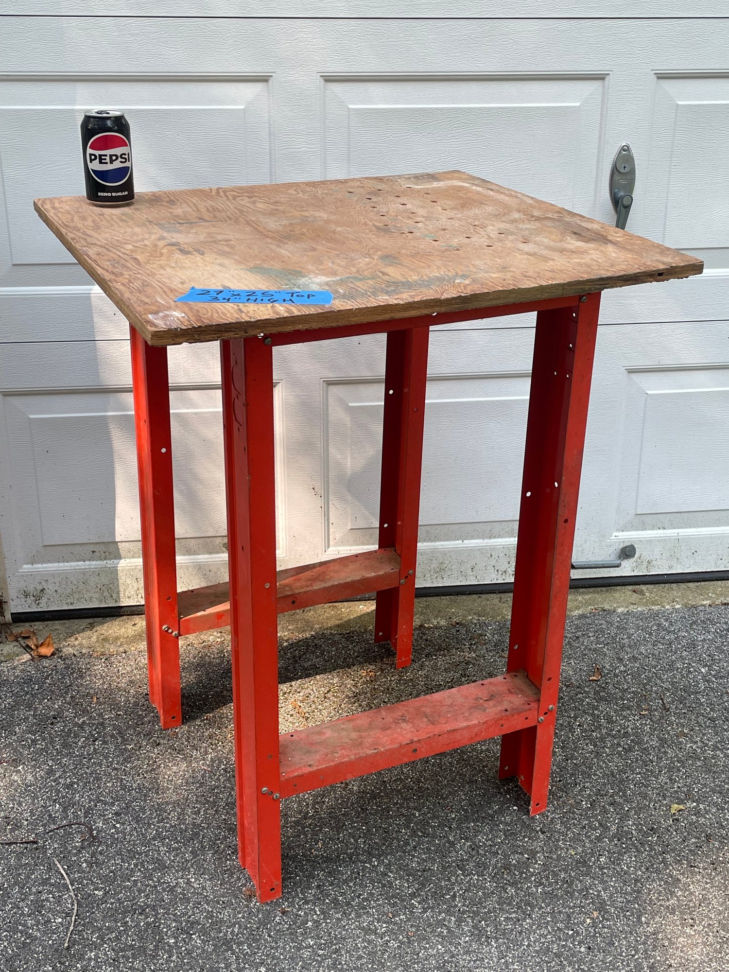 Metal Legs, Plywood Top Garage Workshop Work Table - Industrial #22673 ...