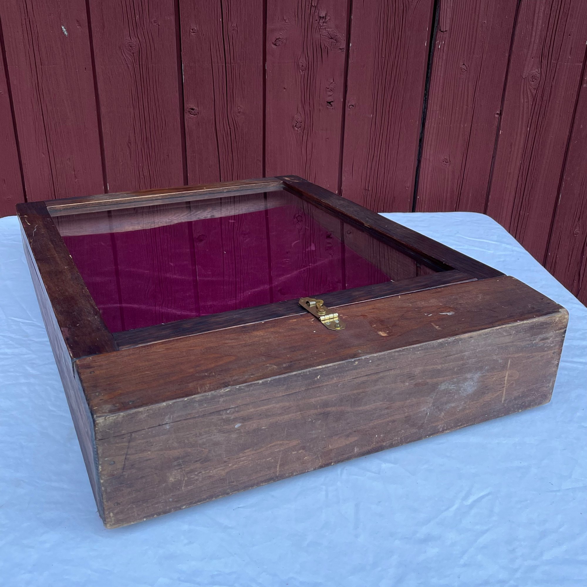 Vintage Slant Front Tabletop Display Case With Lockable Hasp #29108 ...