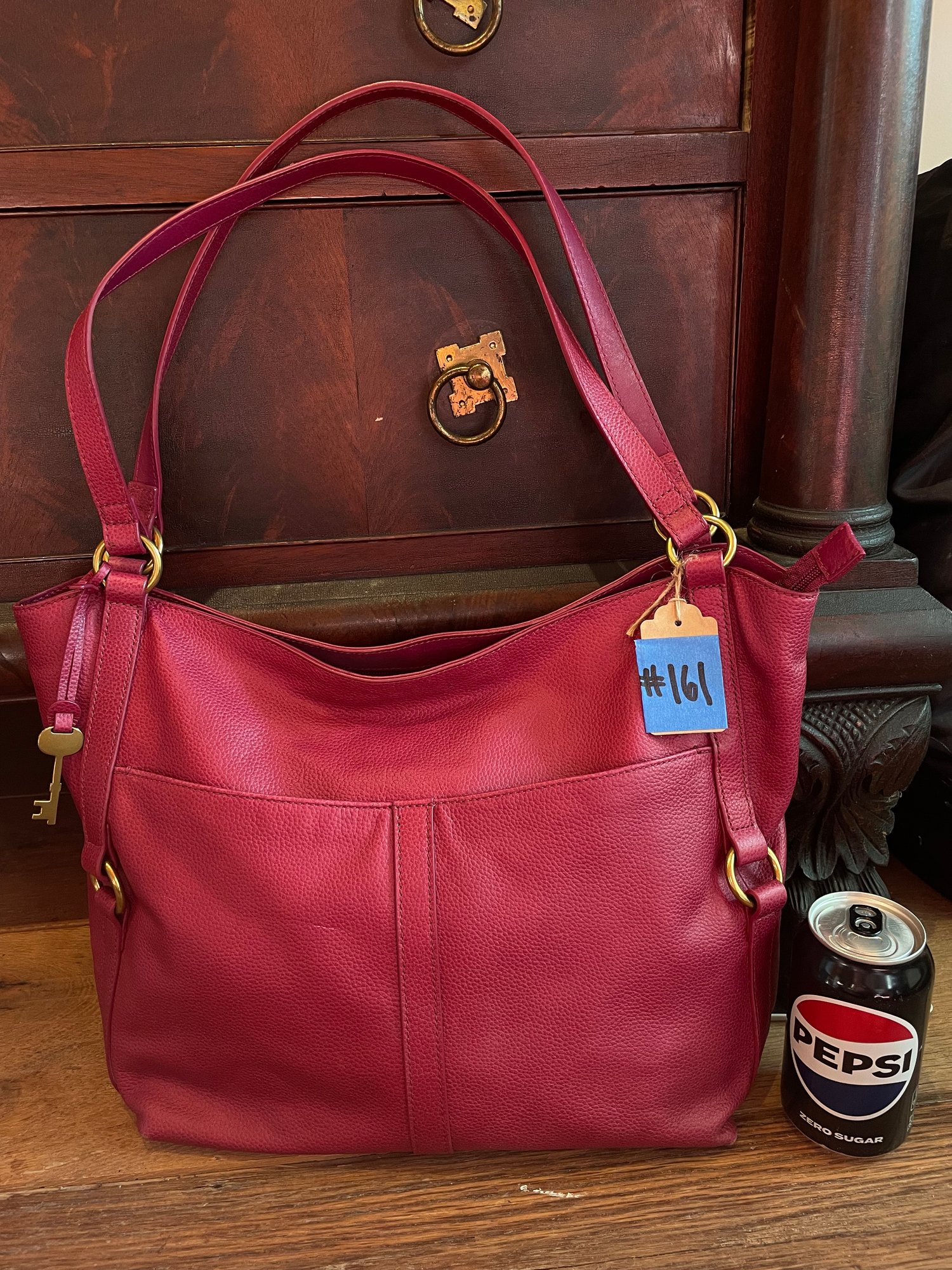 Fossil "Sam Tote" Raspberry Purse/Handbag $268 Excellent Condition ...