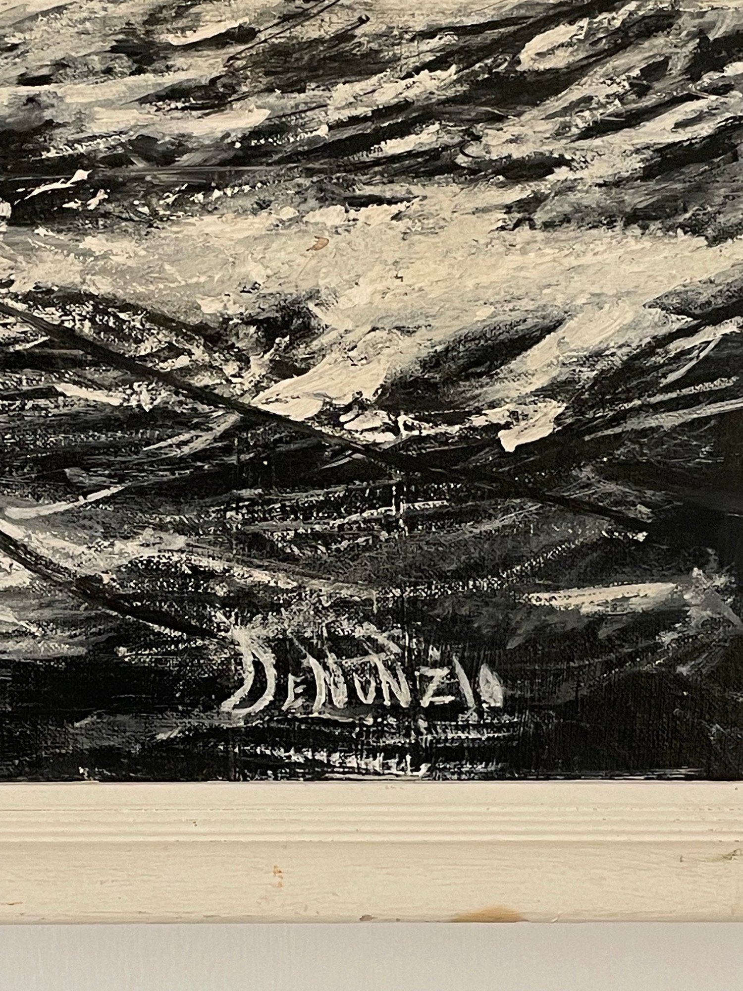 "Sailing The Angry Sea" Moody Black & White Original Painting - Signed ...