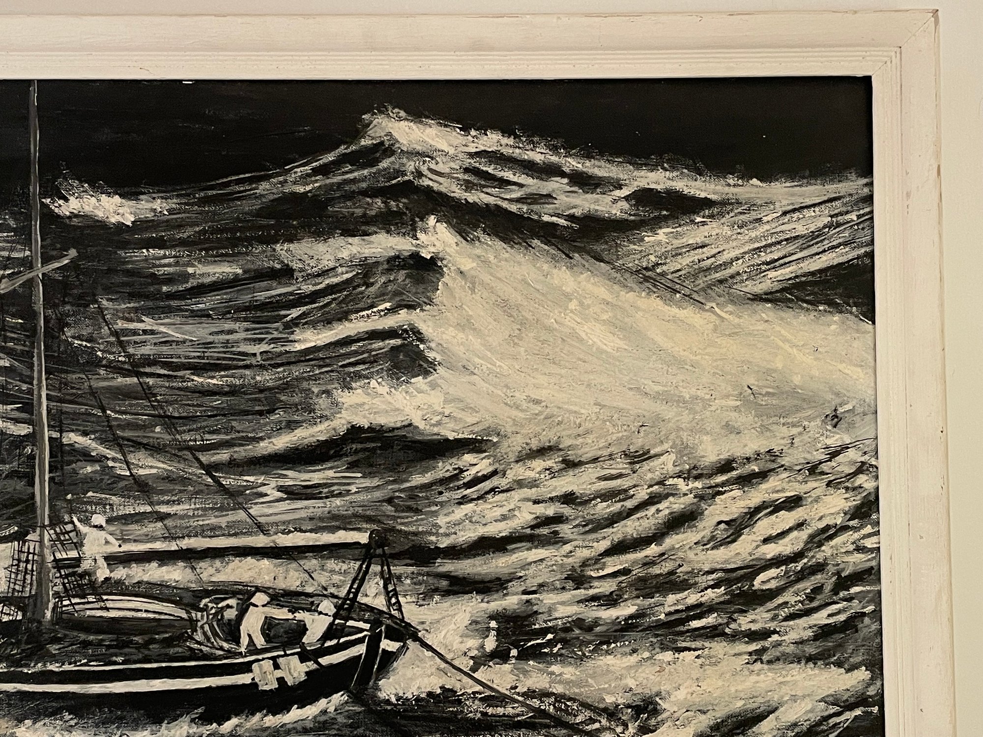 "Sailing The Angry Sea" Moody Black & White Original Painting - Signed ...