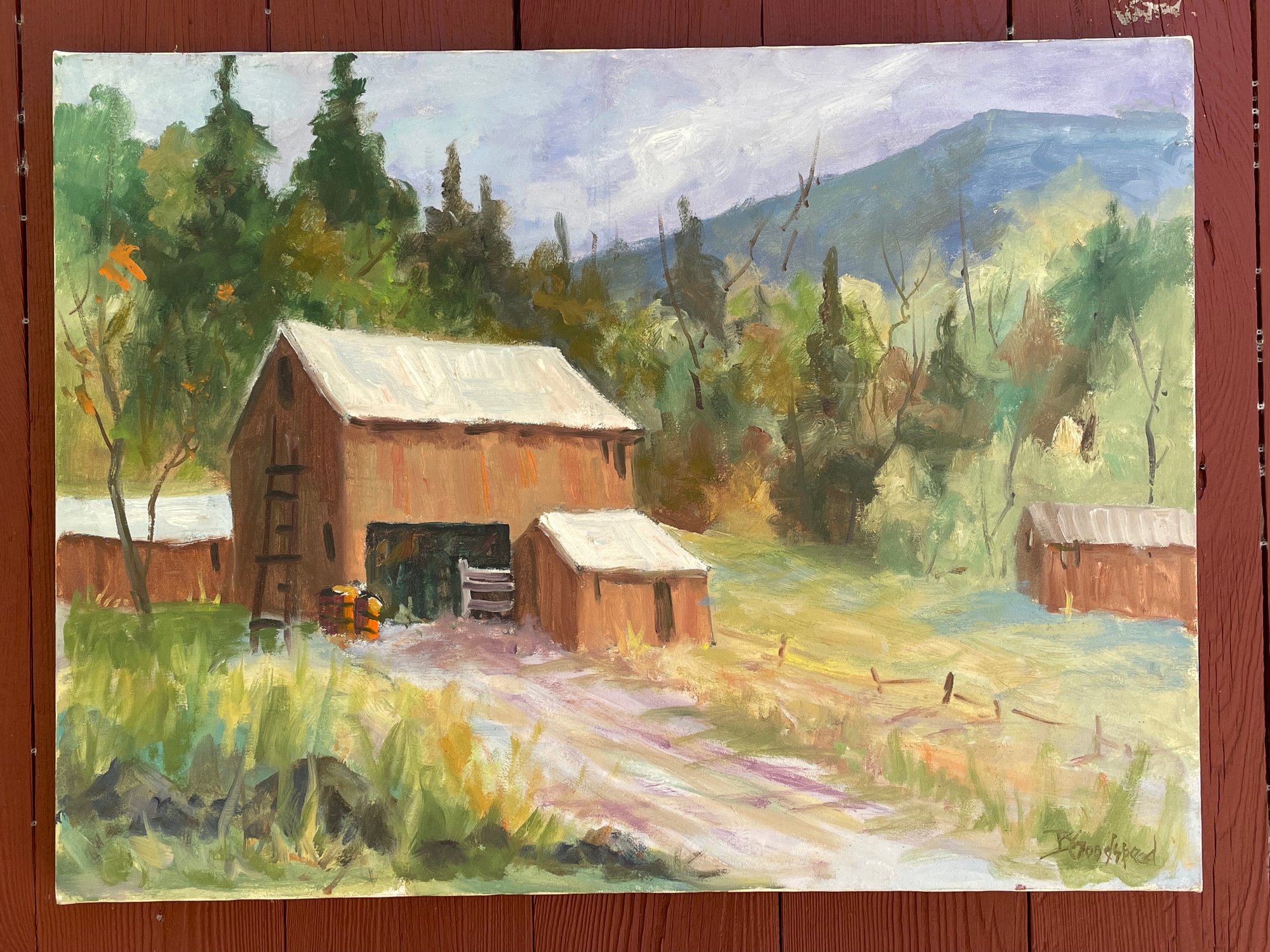 Countryside Barn Painting - Signed By BARBARA GOODSPEED (Sherman, CT ...