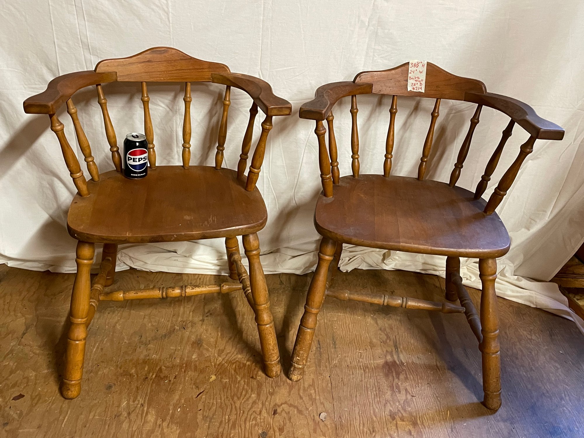 Pair Of Vintage Maple Captain's Dining Chairs, Mid-Century #25002 ...