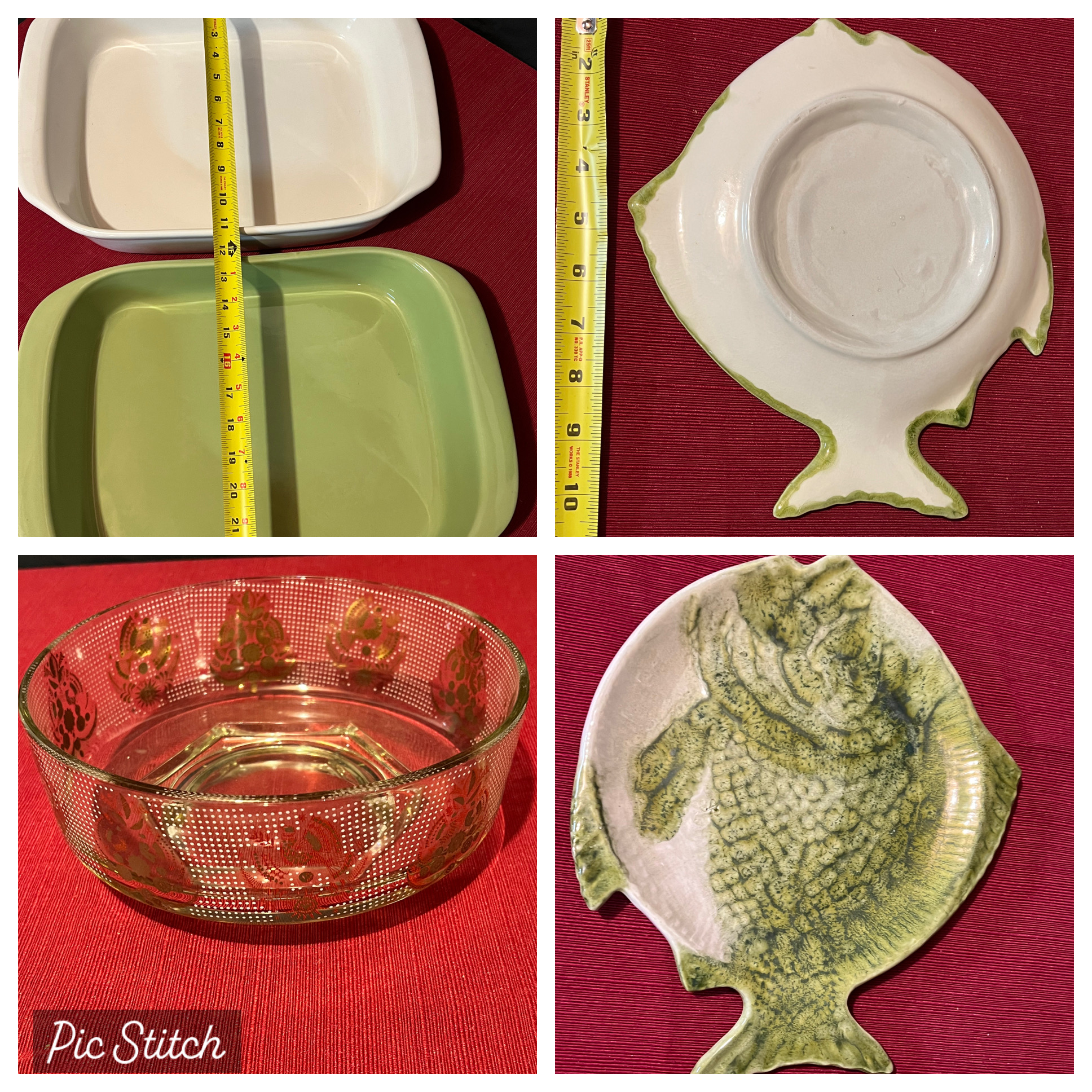 Vintage & Collectible Four Piece Dish Lot Fish Plate Chantal Bake ...