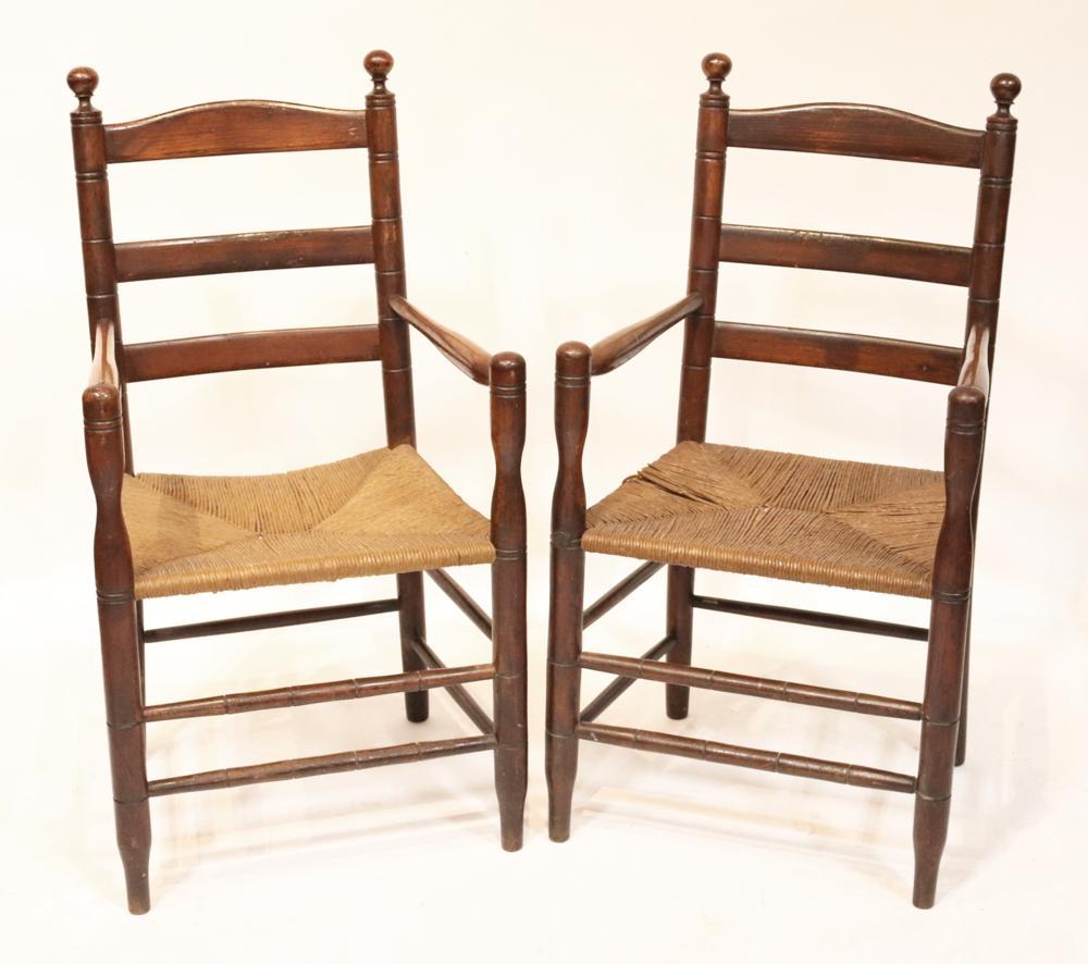 Pair Of Early American Colonial-style Chairs #1611 | Auctionninja.com