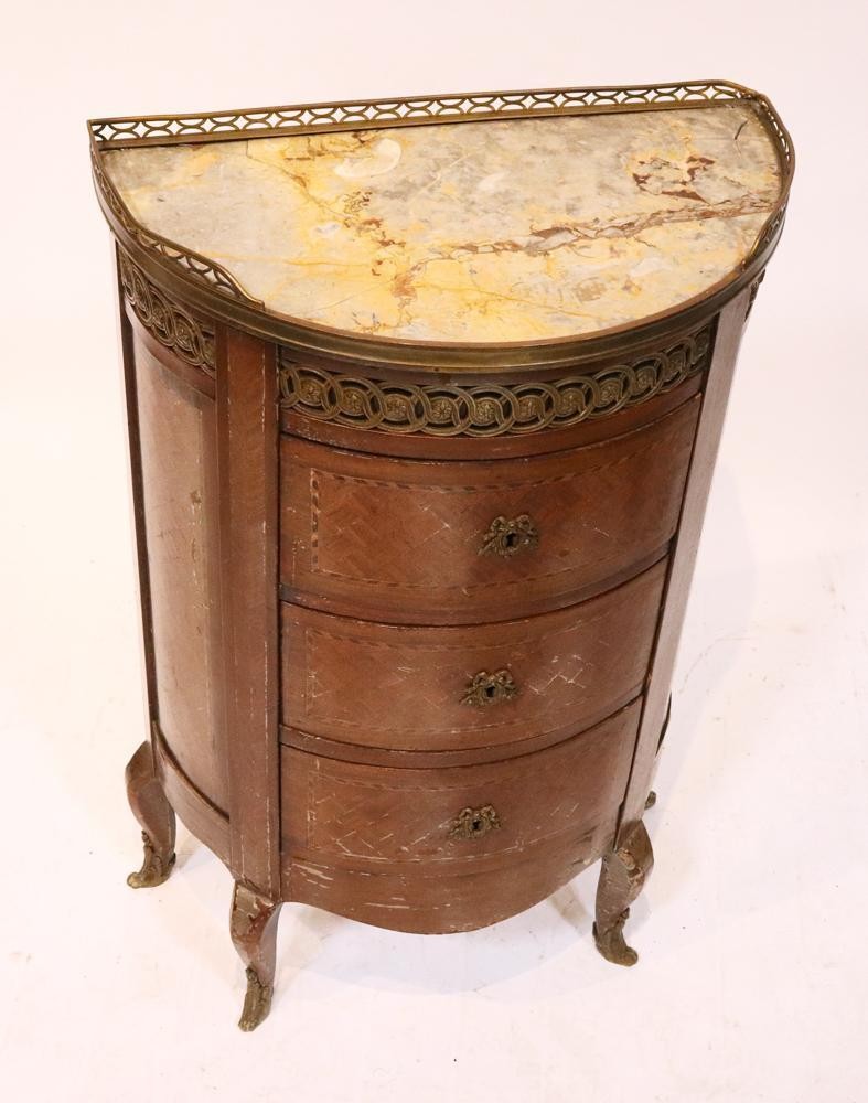 Early 20thC French Demilune Marble-Top Chest #1299 | Auctionninja.com