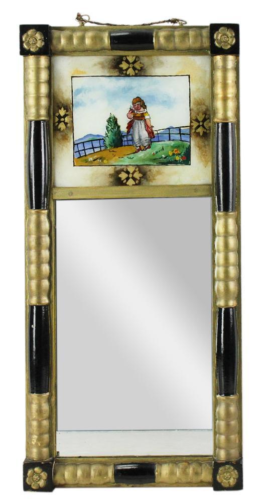 Early 19thC American Federal Split Column Mirror #2112 | Auctionninja.com