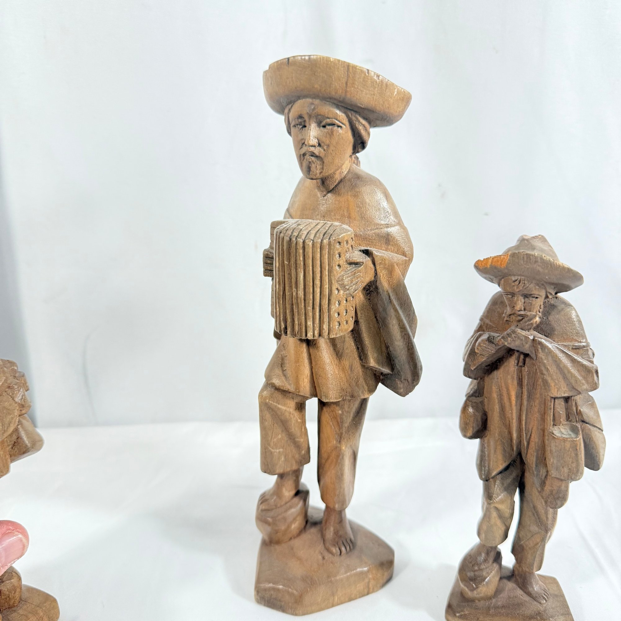 Set Of 3 Hand Carved Wooden Figures #5878 | Auctionninja.com