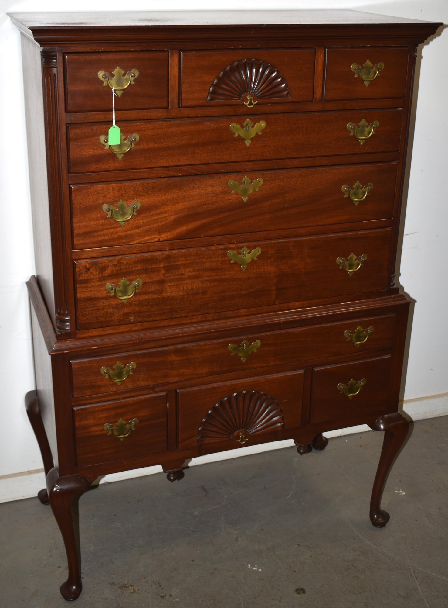 CUSTOM 2PC QUEEN ANNE FLAT -TOP HIGHBOY #10561 | Auctionninja.com