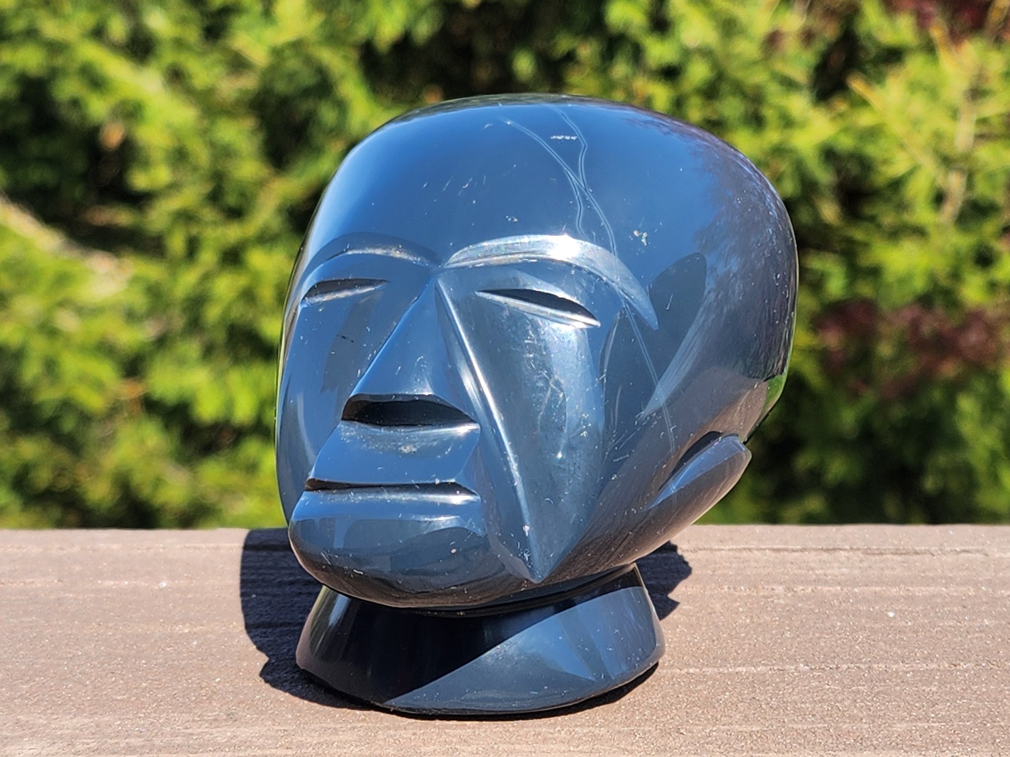 Contoured Dark Obsidian Head Sculpture / Paperweight - About 3" Tall ...