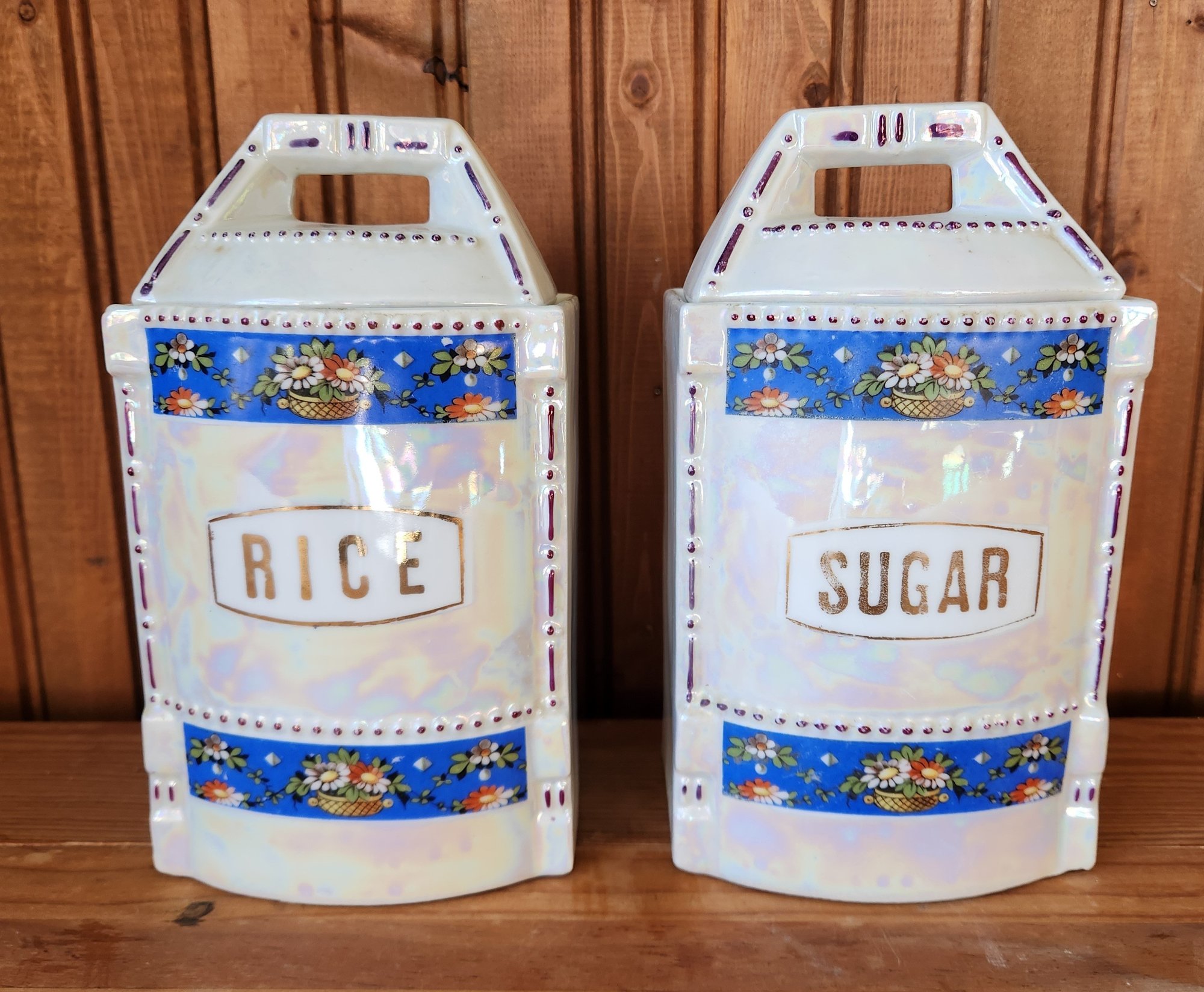 Vintage German Lusterware Kitchen Canister Set #11771 | Auctionninja.com