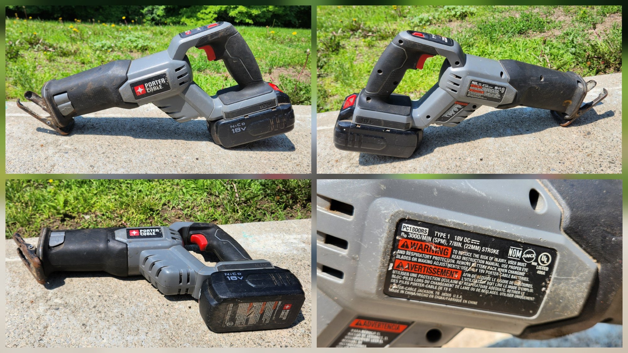 6-Piece Porter Cable 18V Cordless Tool Lot: Drill, Saws, Light, Charger ...