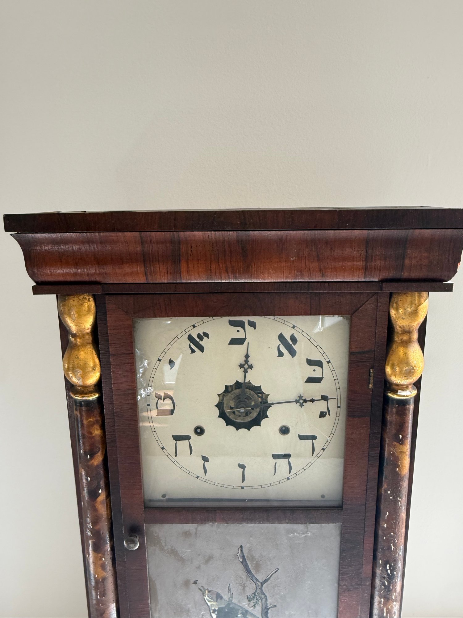 Antique Shelf Clock With Hebrew Letters Instead Of Numbers #2717 ...