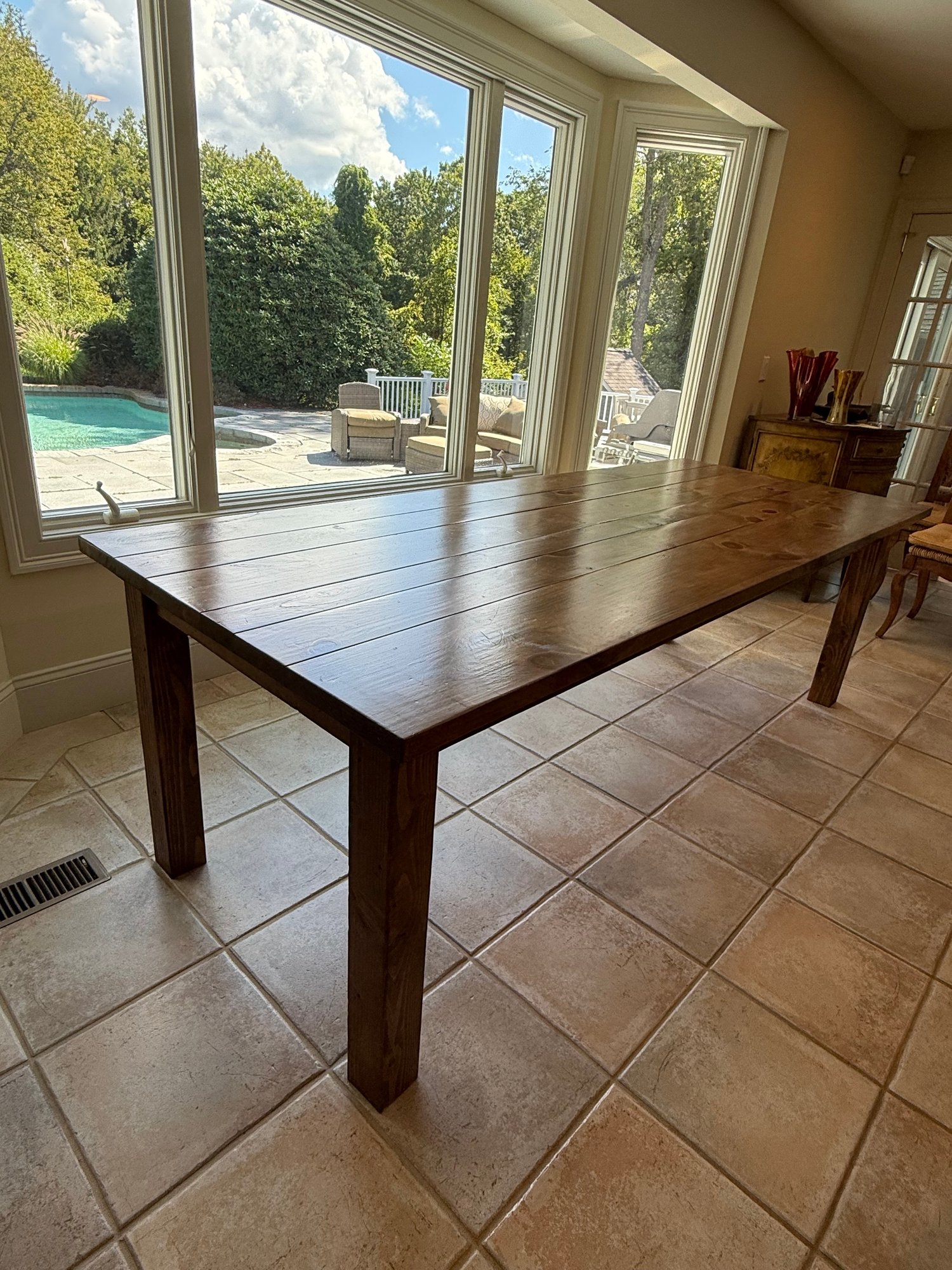 Lovely Custom Made Farmhouse Style Dining Table #1537 | Auctionninja.com