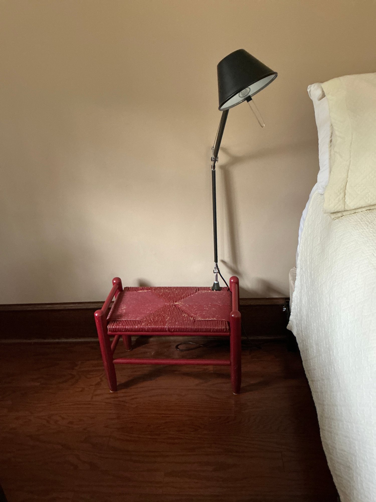 Red Woven Stool And Architects Lamp #2287 | Auctionninja.com