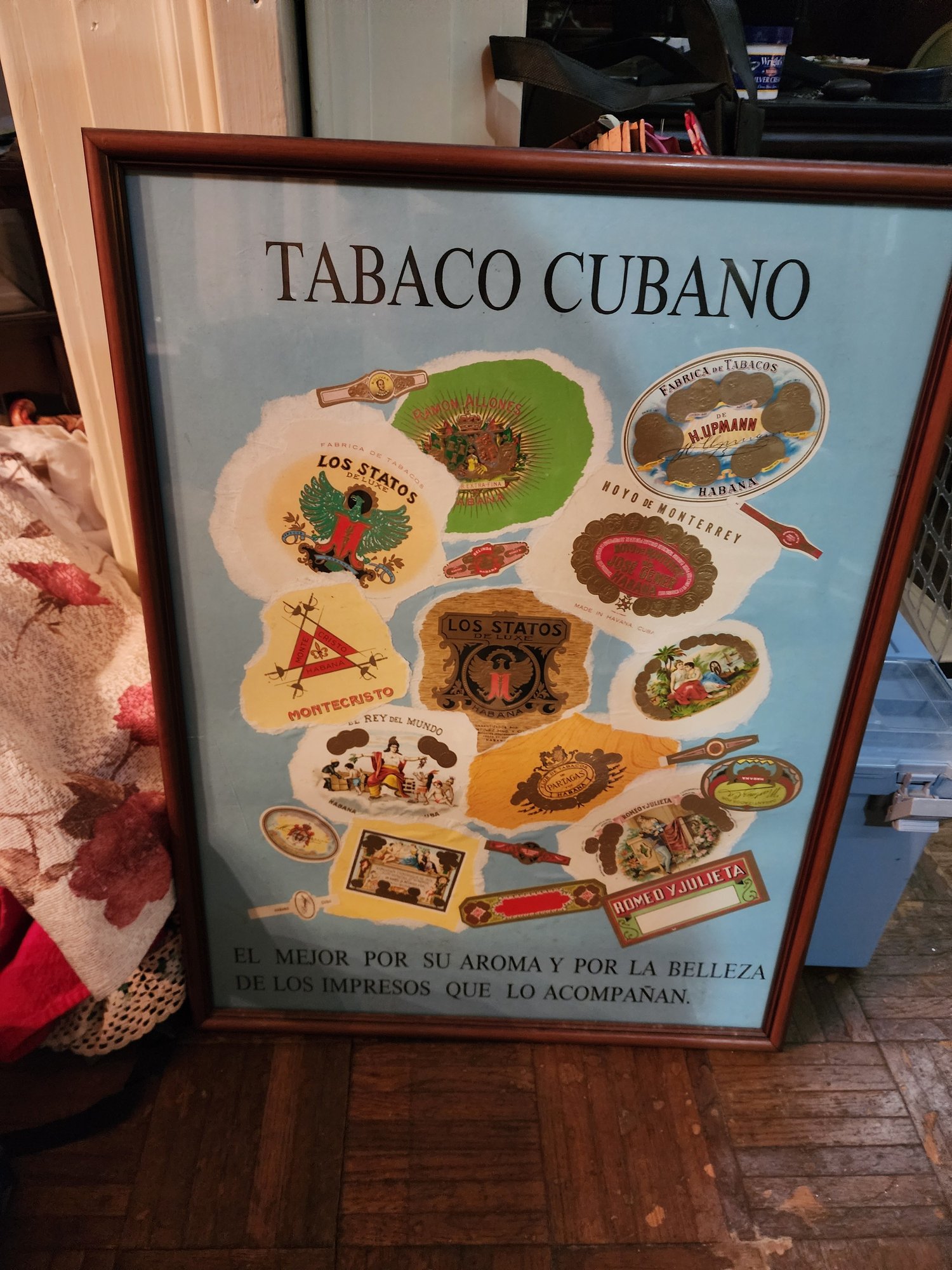 Vintage Advertising Poster Titled 'Tabaco Cubano' Featuring Cuban Cigar ...