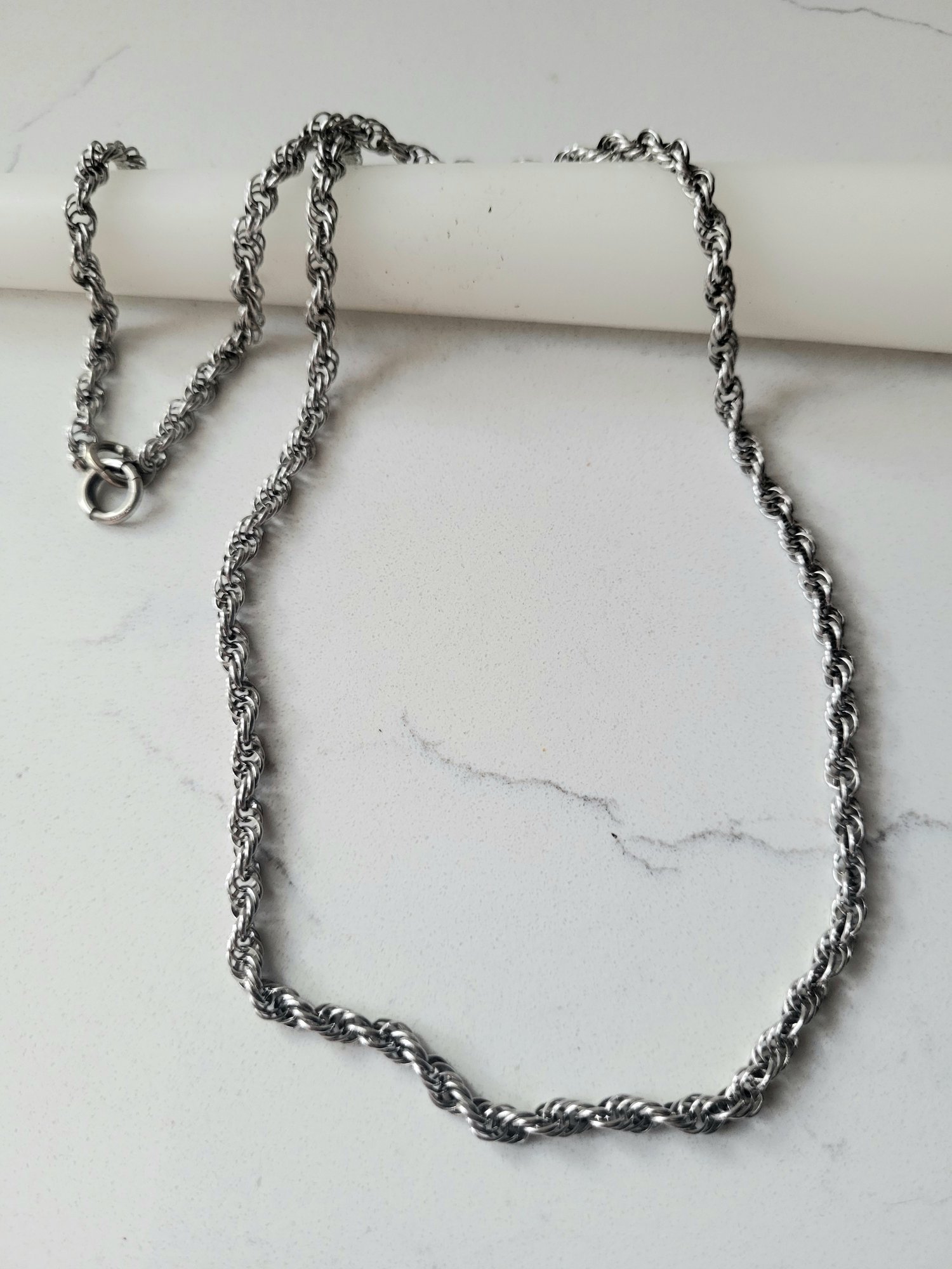 VINTAGE STERLING SILVER TWISTED ROPE CHAIN NECKLACE ---20"L #13969 ...