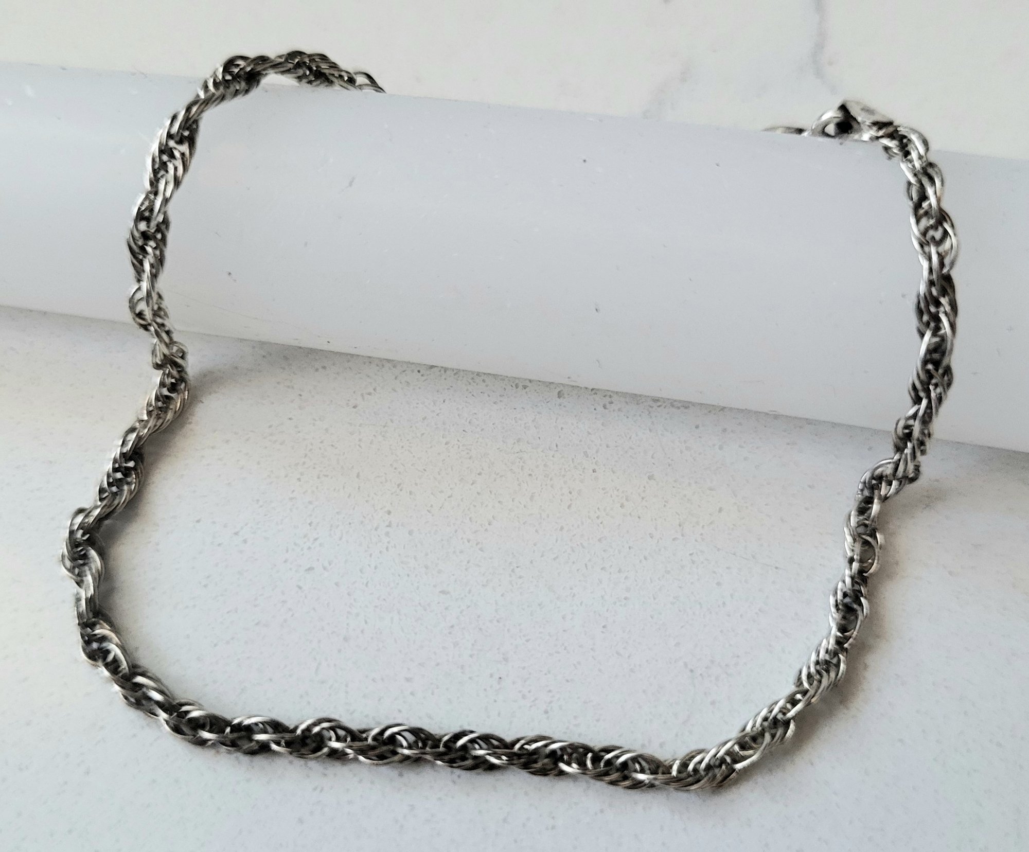 VINTAGE STERLING SILVER 925 ROPE CHAIN BRACELET -MADE IN ITALY--7"L ...