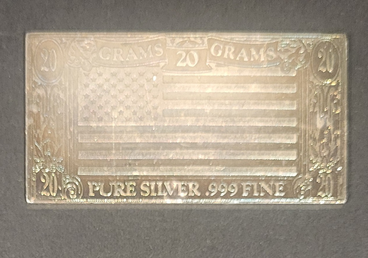 THE SILVER MINT--USA FLAG--PURE SILVER .999 FINE BAR- 20 Grams #16863 ...