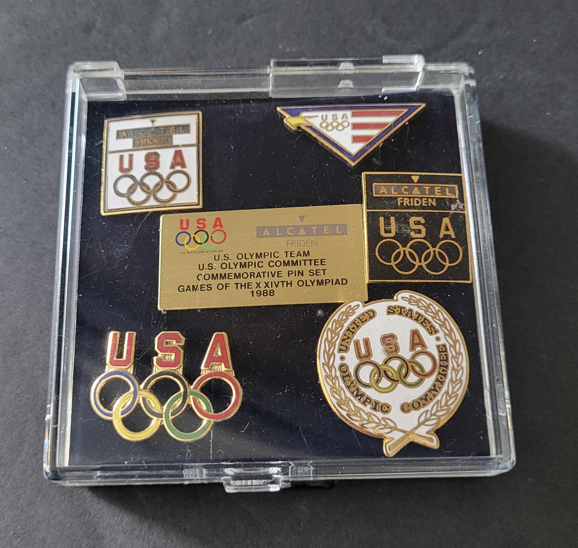 1988 ALCATEL US OLYMPIC TEAM US OLYMPIC COMMITTEE COMMEMORATIVE PIN SET ...