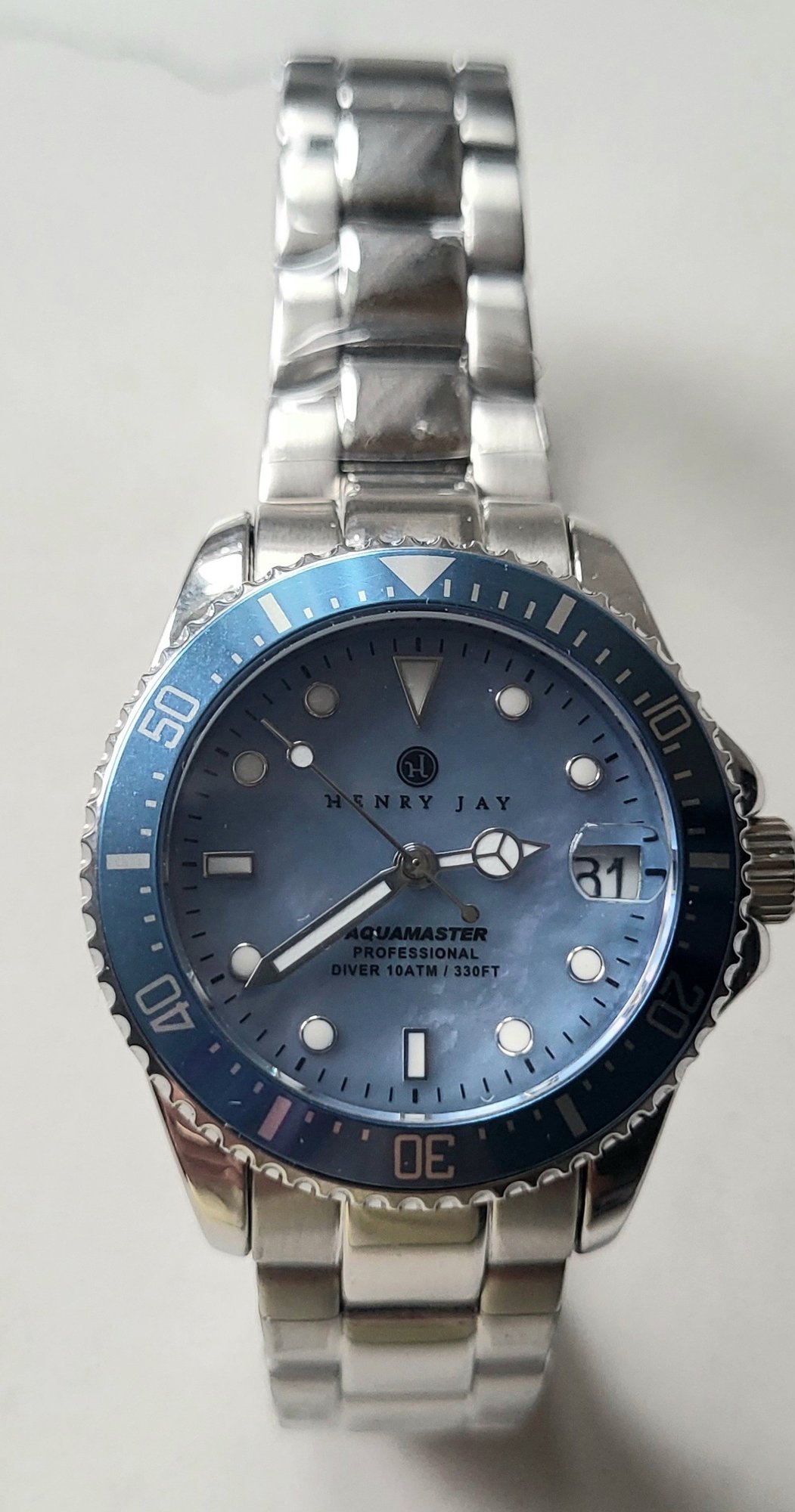 VINTAGE MECHANICAL "HENRY JAY" AQUAMASTER PROFESSIONAL DIVER SILVERTONE ...