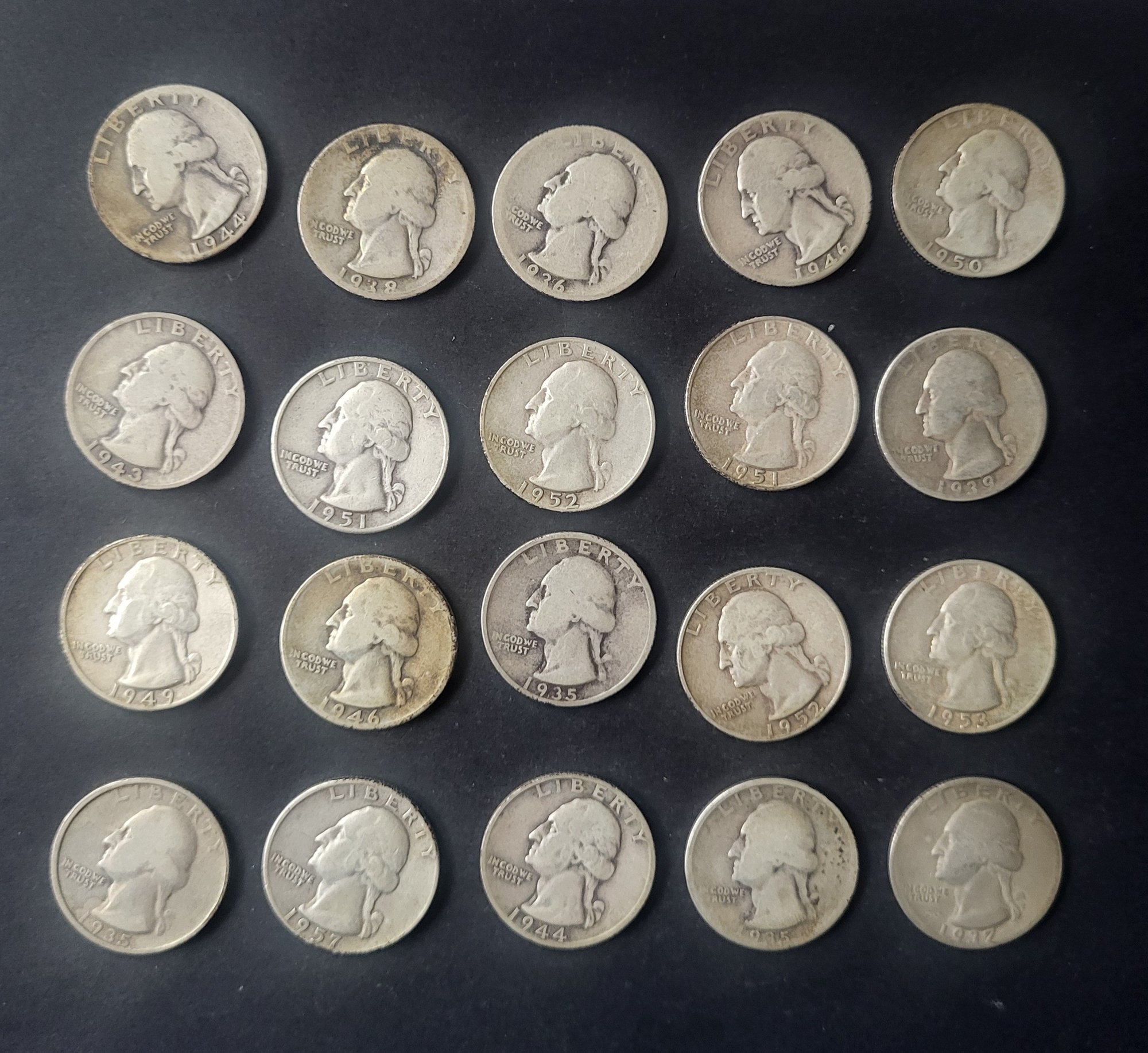 U.S.A COLLECTION OF 20 SILVER QUARTERS--1935-1957 #19804 | Auctionninja.com