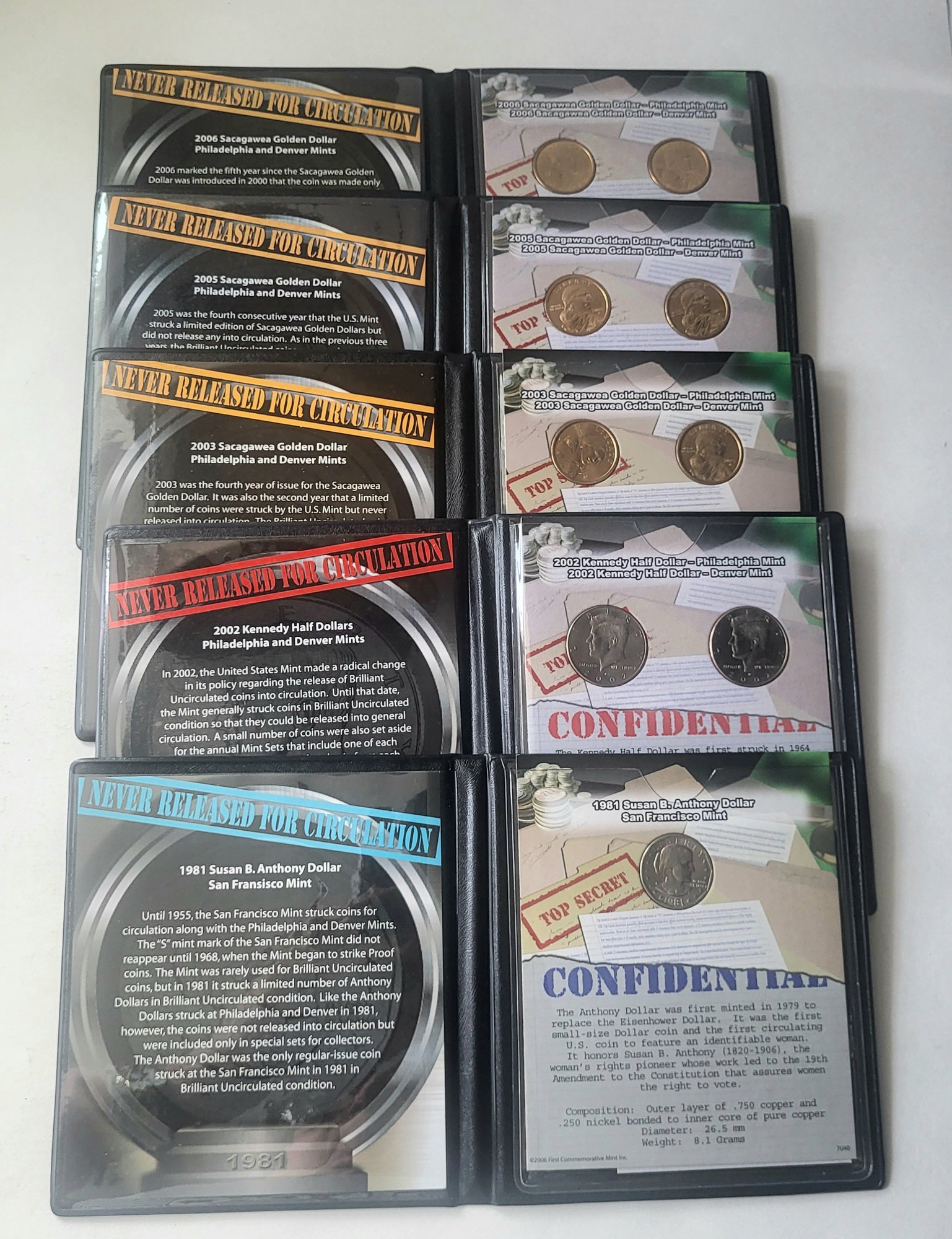 FIRST COMMEMORATIVE MINT INC--COLLECTION OF 5 SETS #20808 ...