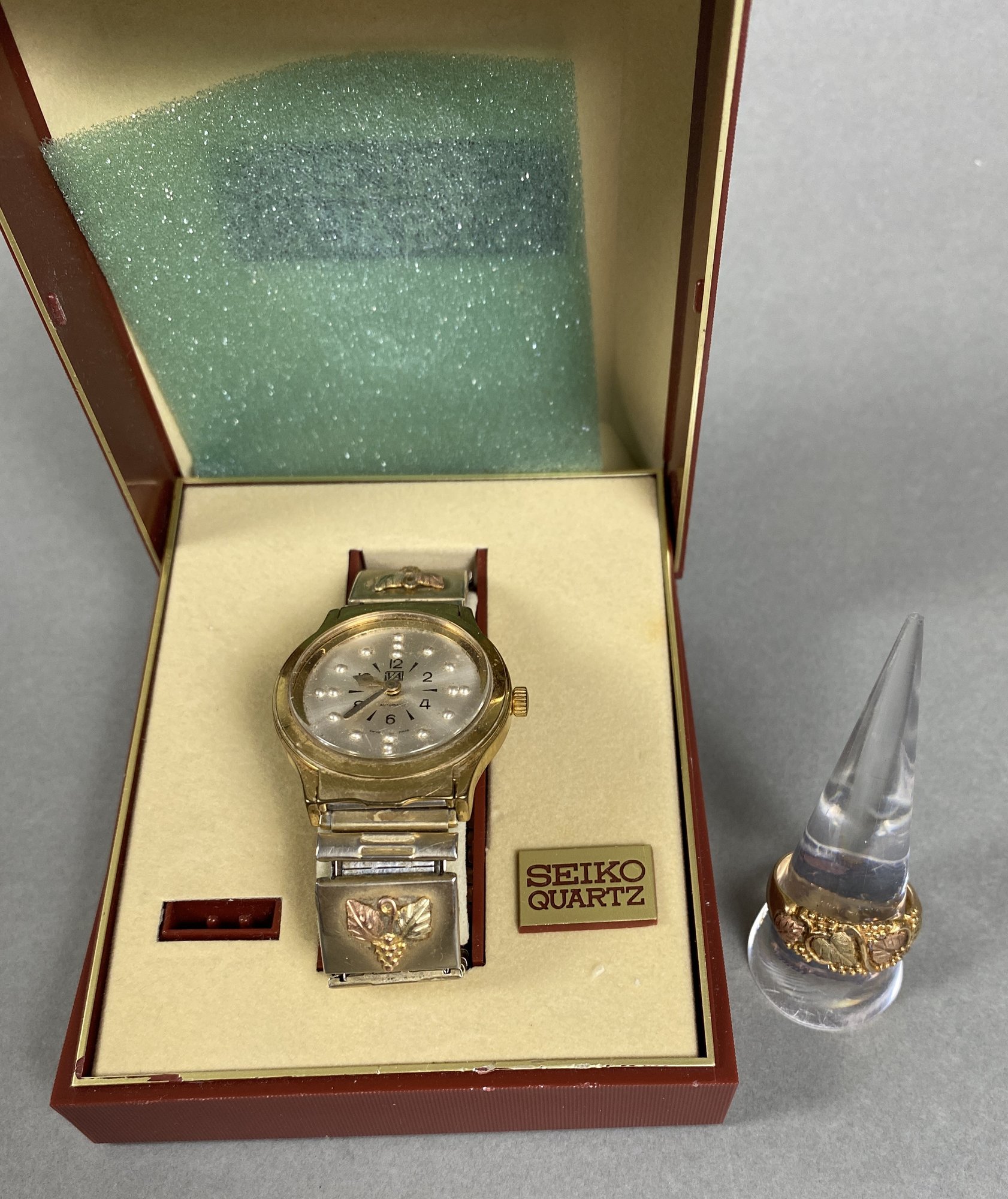 Vintage VA Brand Braille Watch With Rose Gold Accents & Matching Rose ...