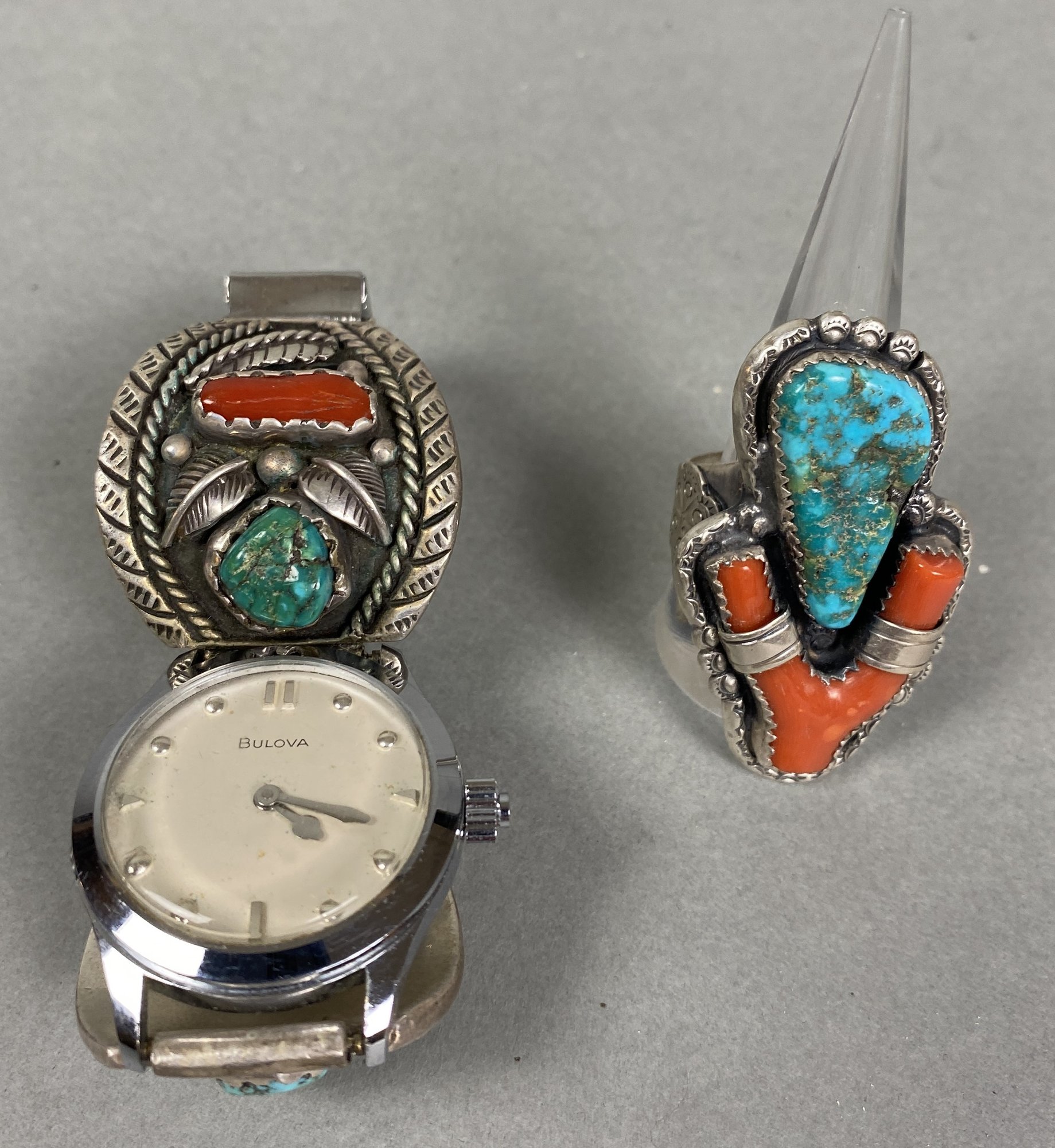 Fantastic Bulova Watch With Turquoise Accents & A Men's Turquoise Ring ...