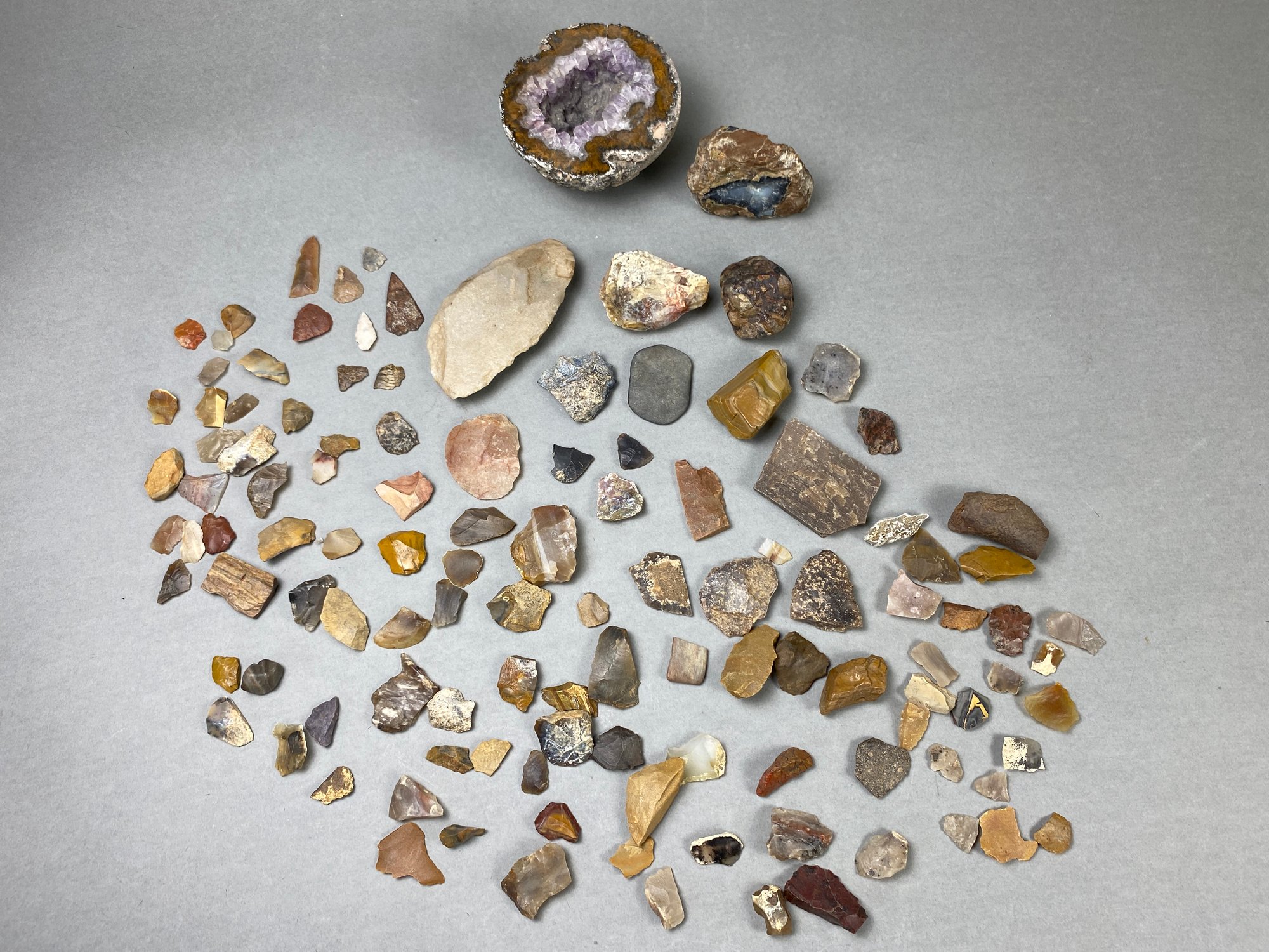 Large Rock Collection Including Geodes, Many Pieces Of Petrified Wood ...