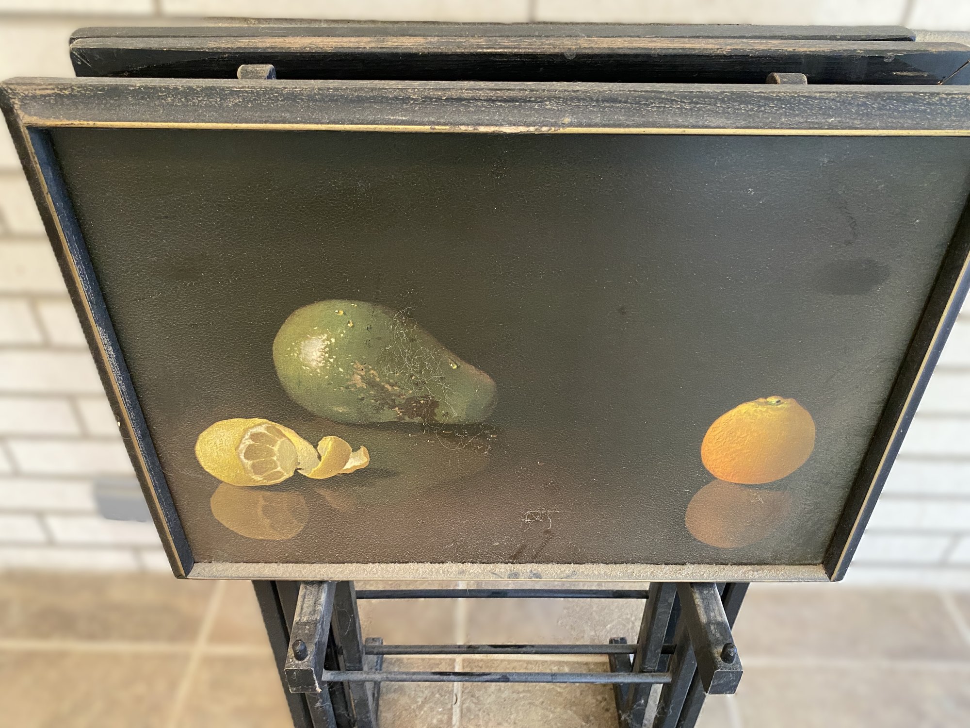 Awesome Vintage Wooden Artex TV Trays With Painted Still Life Fruit ...